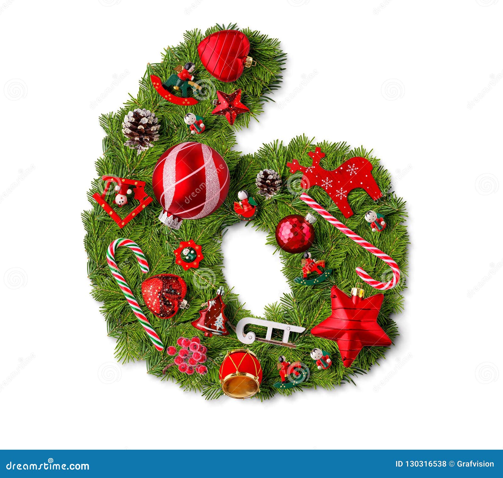Number 6. Christmas Tree Decoration Stock Photo - Image of decorative ...