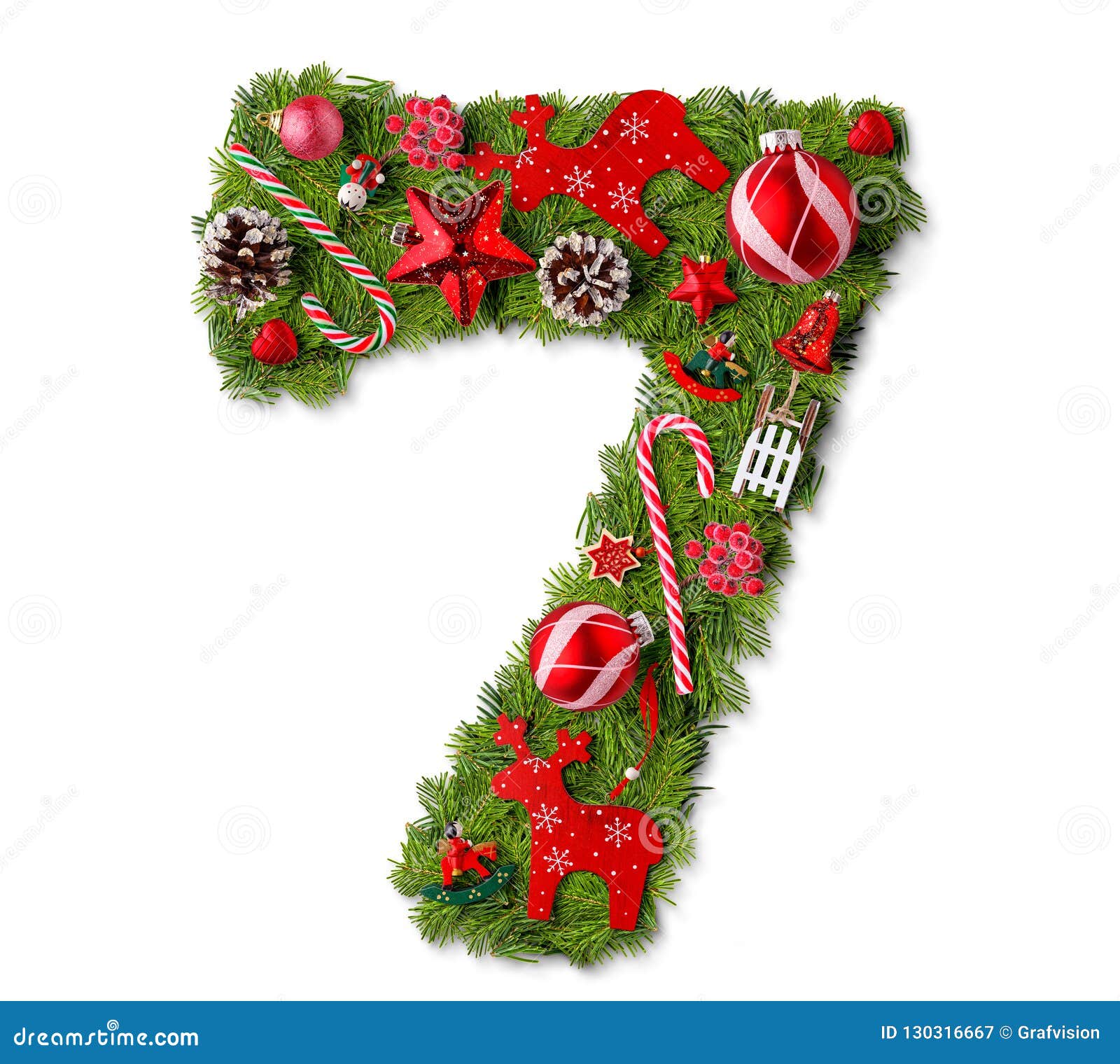 Number 7. Christmas Tree Decoration Stock Image - Image of alphabet ...
