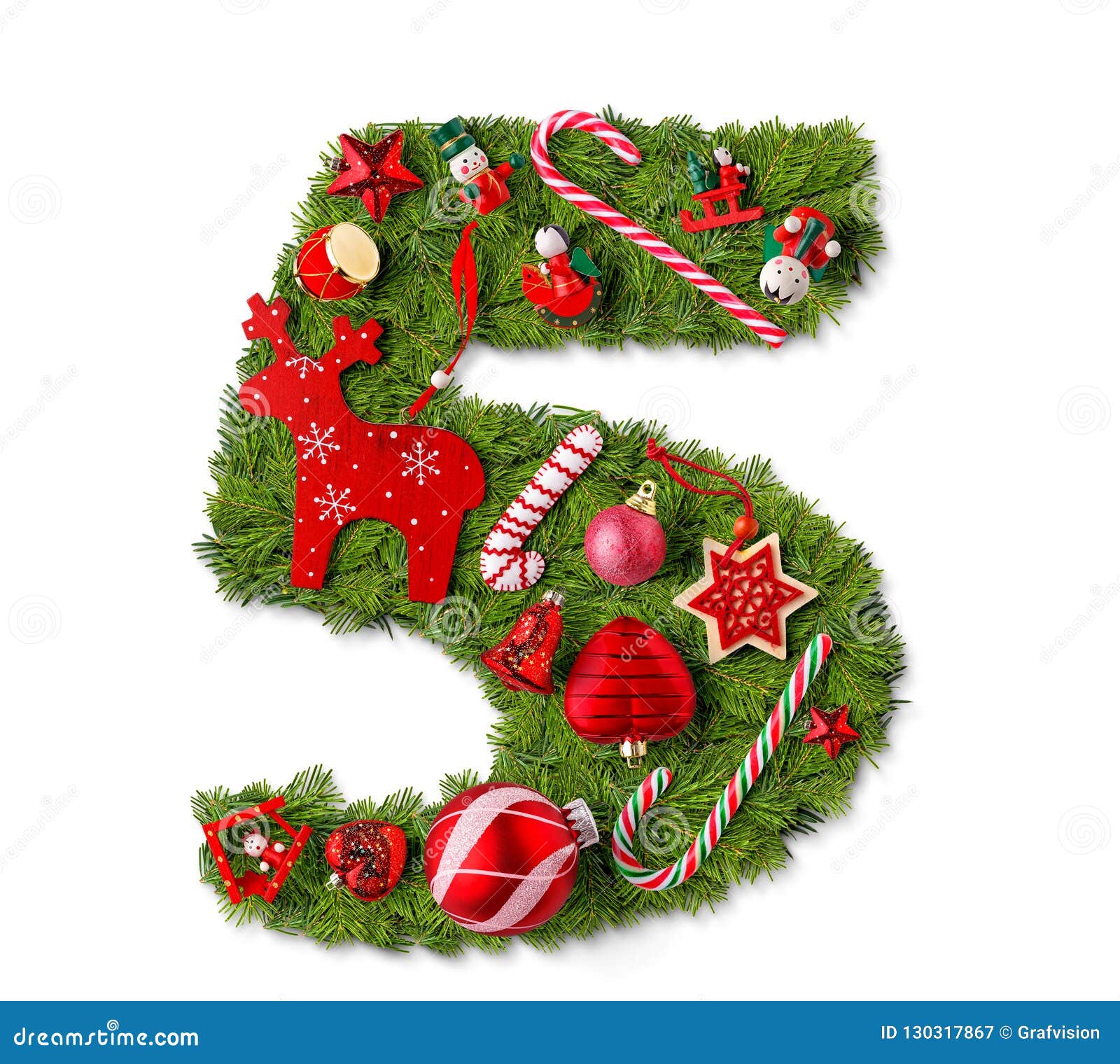 Number 5. Christmas Tree Decoration Stock Image - Image of design, ball ...