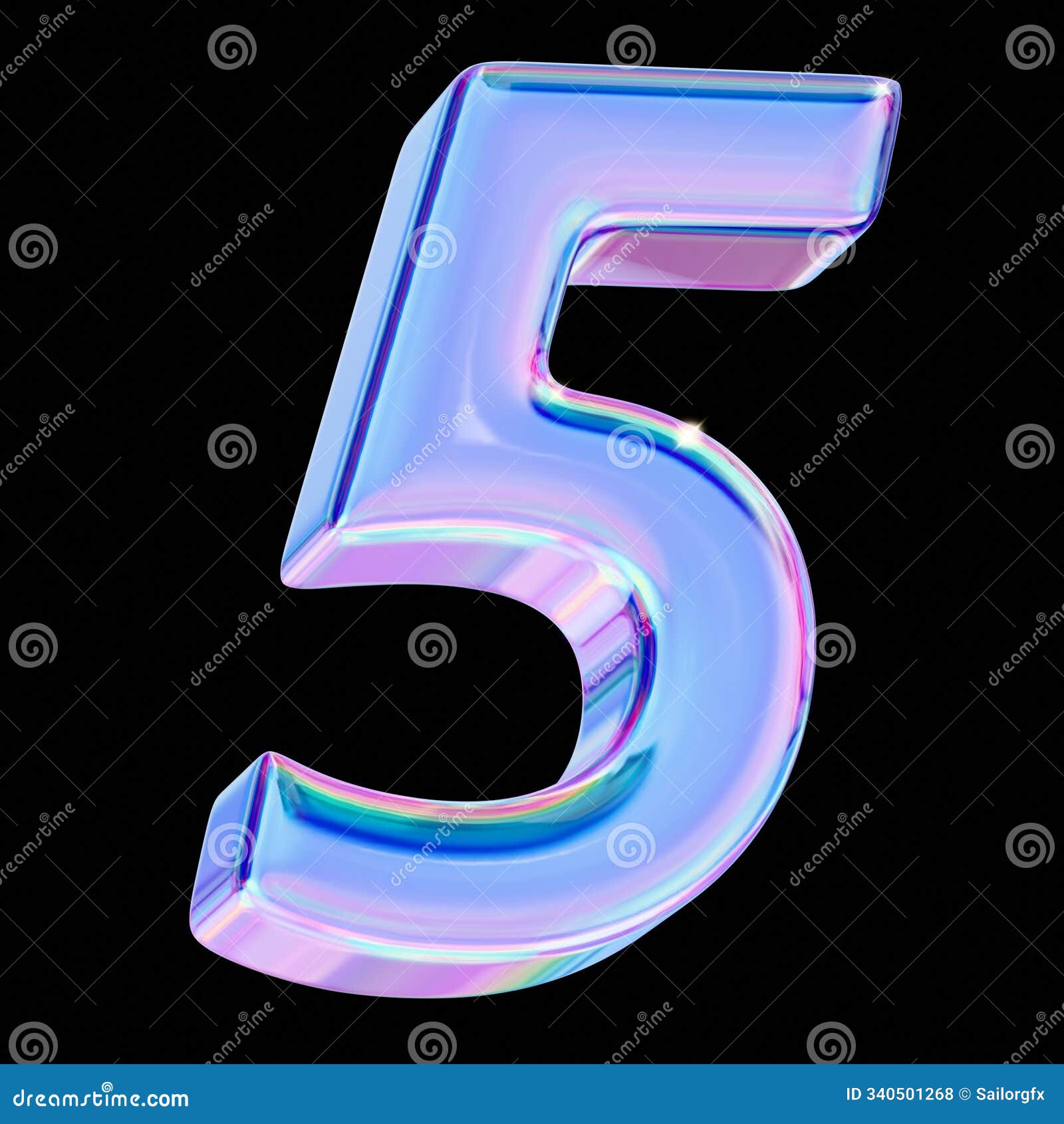 Number 5 in Chromatic 3D Style Stock Illustration - Illustration of ...