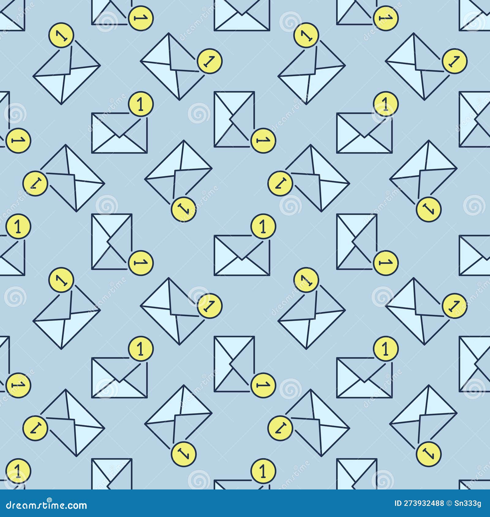 1 Number in Circle and Envelope Vector Colored Seamless Pattern Stock ...