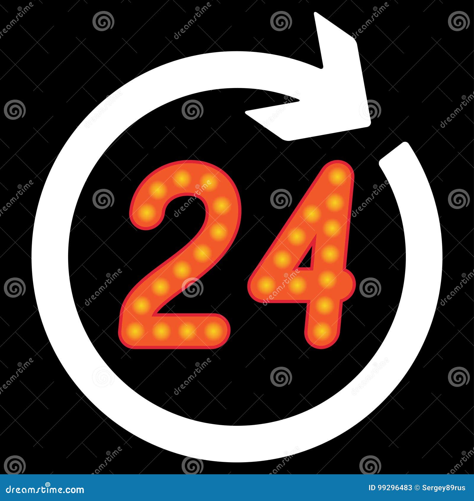 Number 24 in the Circular Arrow. Stock Vector - Illustration of night ...