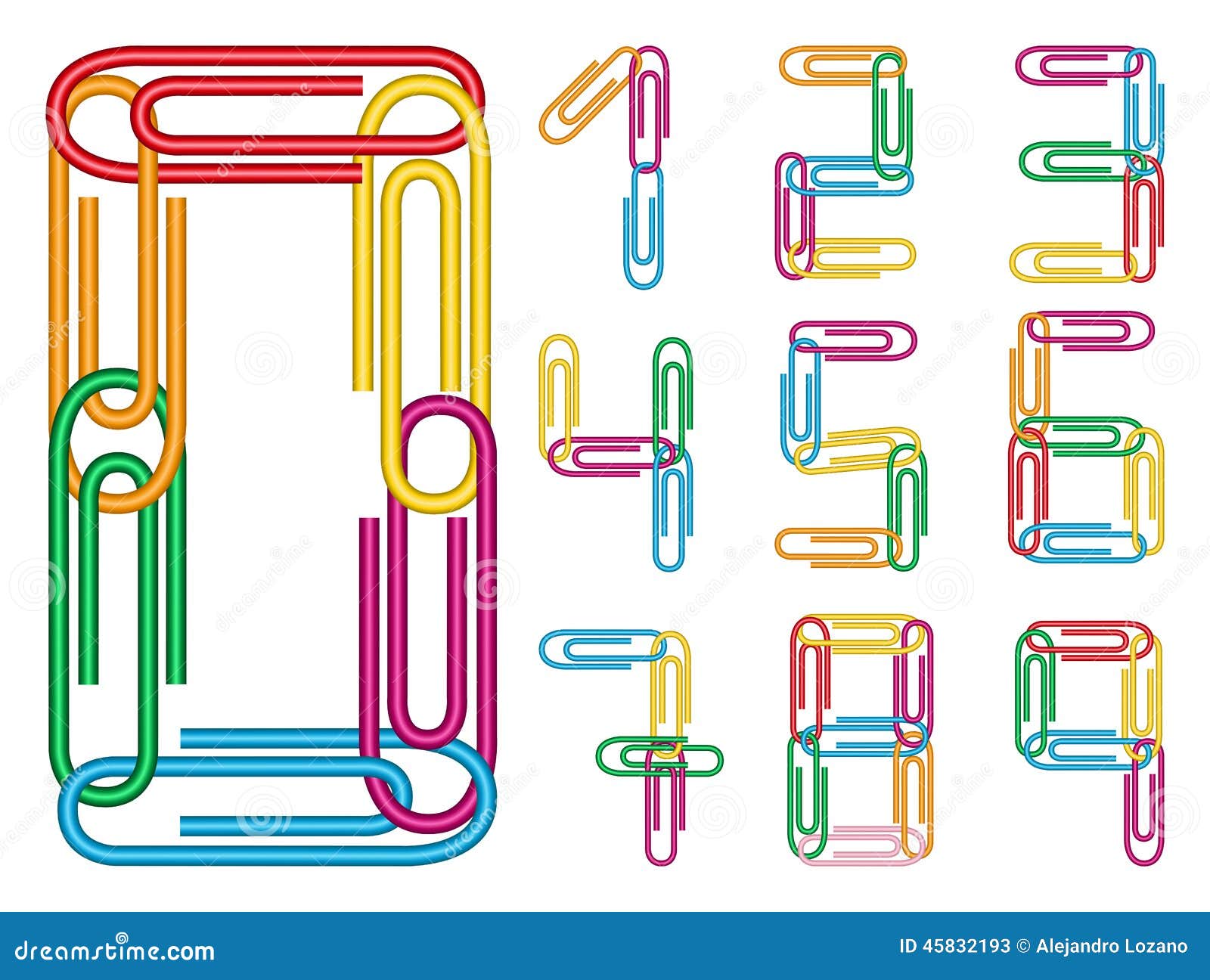 Number with clips stock vector. Illustration of orange - 45832193