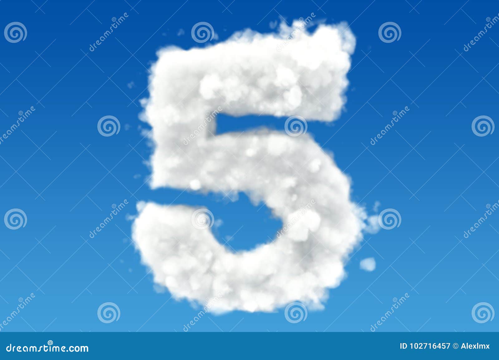Number 5, from Clouds in the Sky. 3D Stock Illustration - Illustration ...