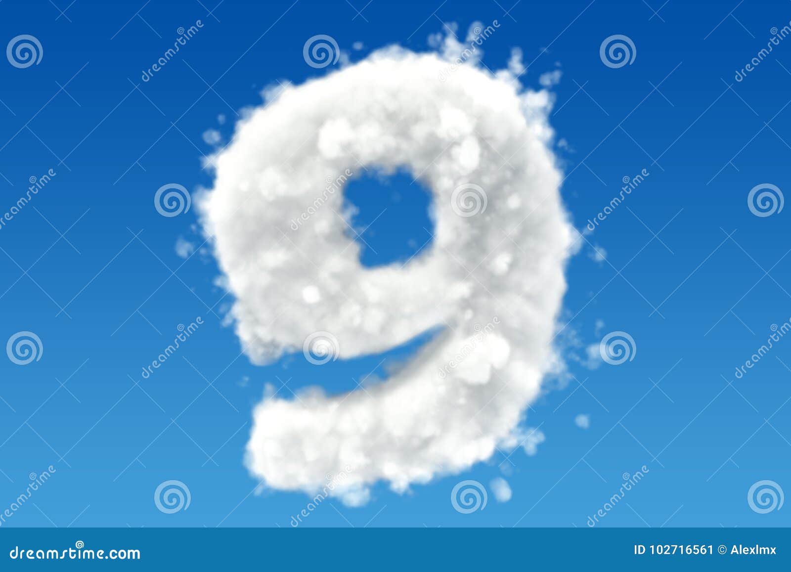 Number 9, from Clouds in the Sky. 3D Stock Illustration - Illustration ...