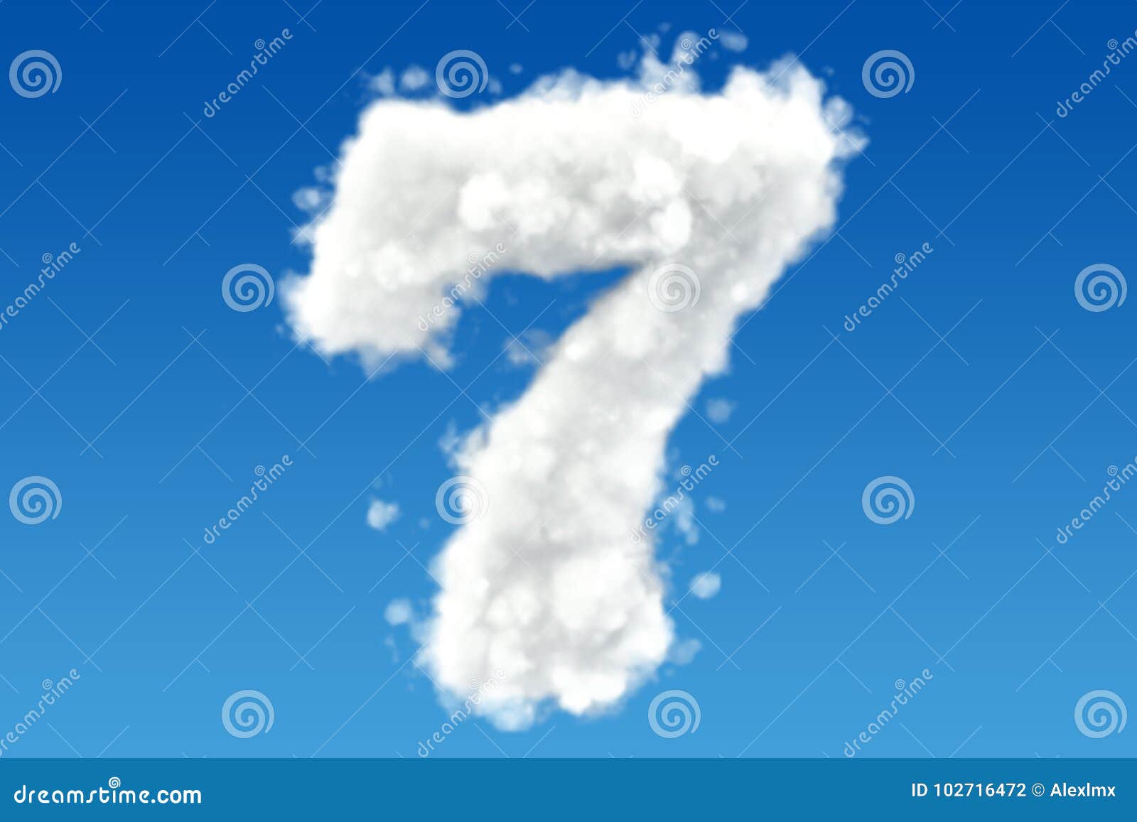 Number 7, from Clouds in the Sky. 3D Rendering Stock Illustration ...
