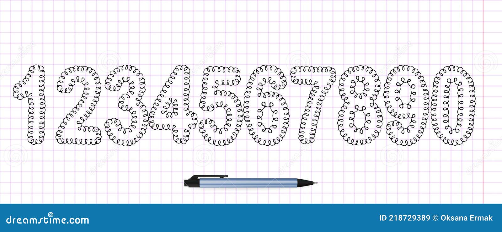 Number Collection Made with Vector Doodle Brushe Stock Vector ...