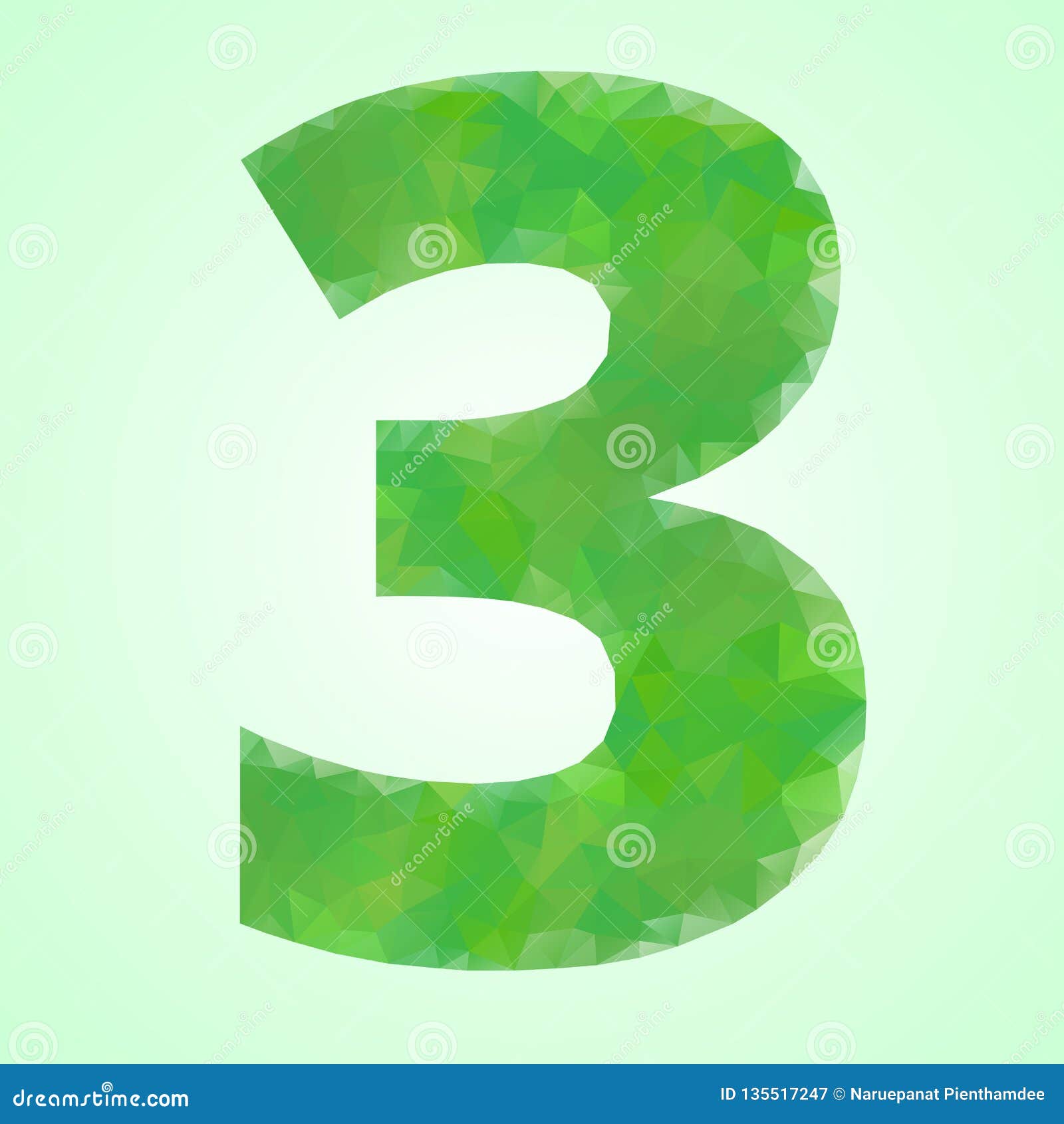 Number 3 Color Green Crystal Stock Vector - Illustration of rock, green ...