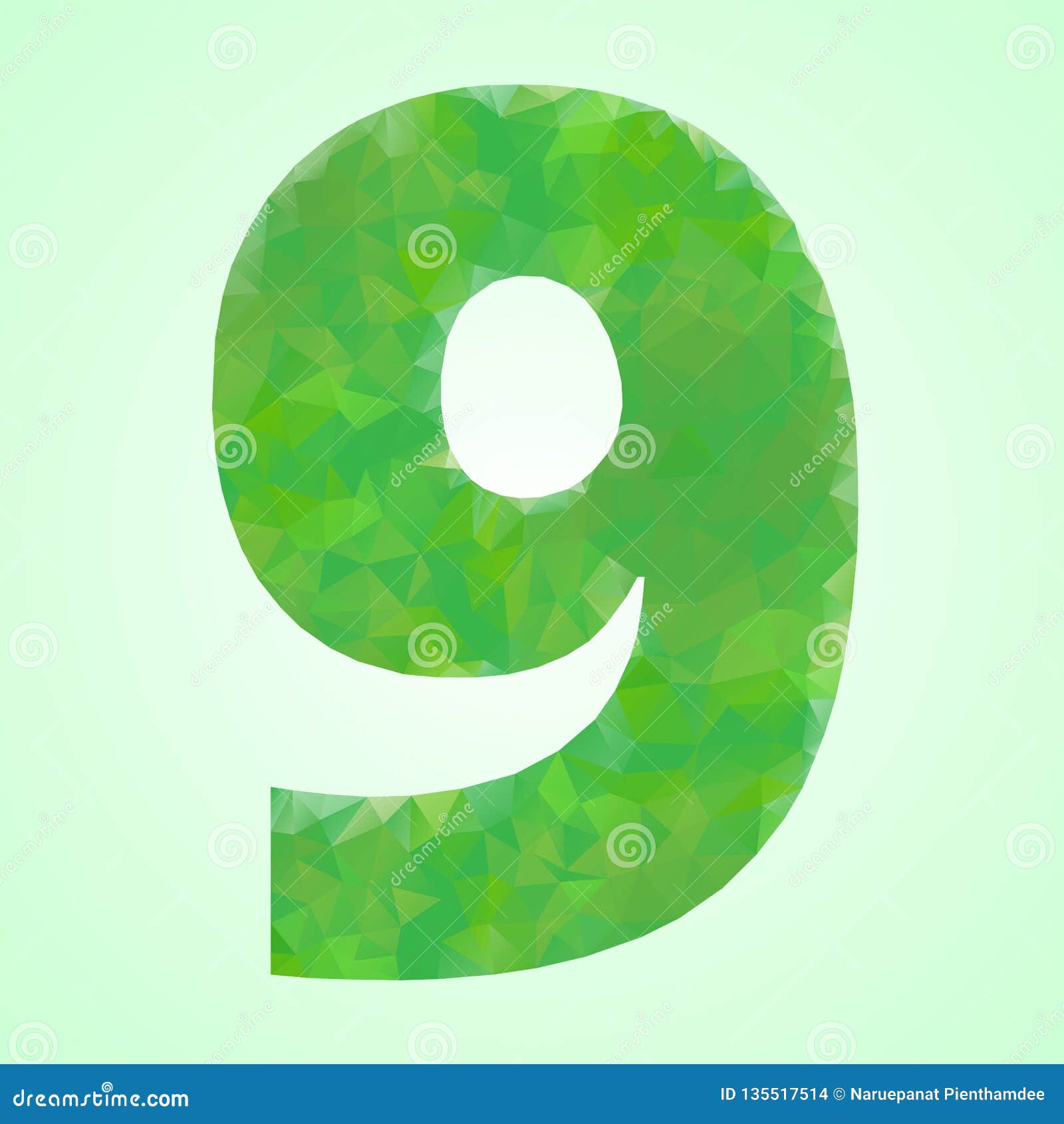 Number 9 Color Green Crystal Stock Vector - Illustration of abstract ...
