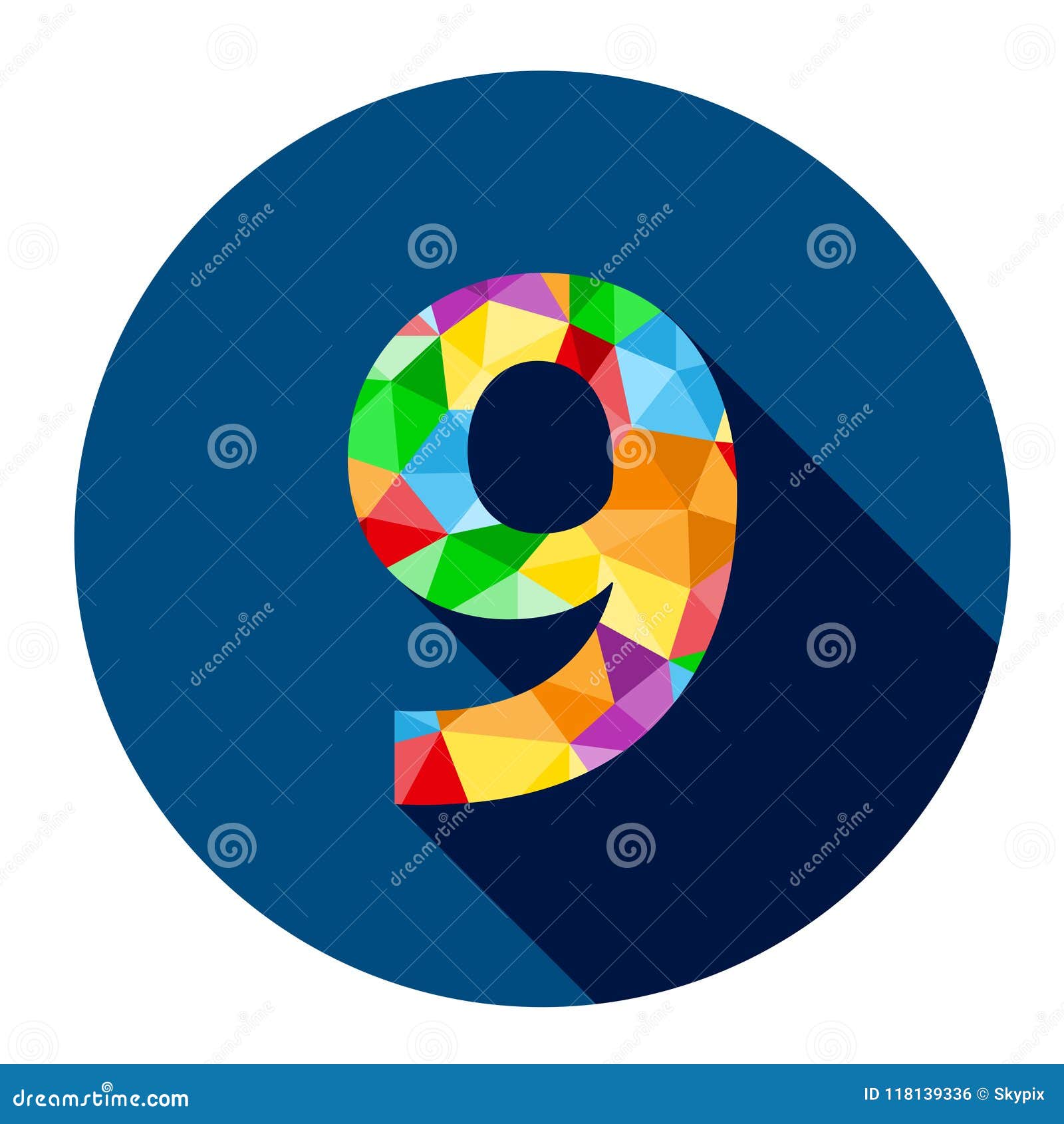 Number 9 Button with Colorful Polygon Pattern Stock Illustration ...