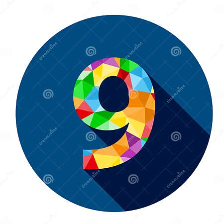 Number 9 Button with Colorful Polygon Pattern Stock Illustration ...