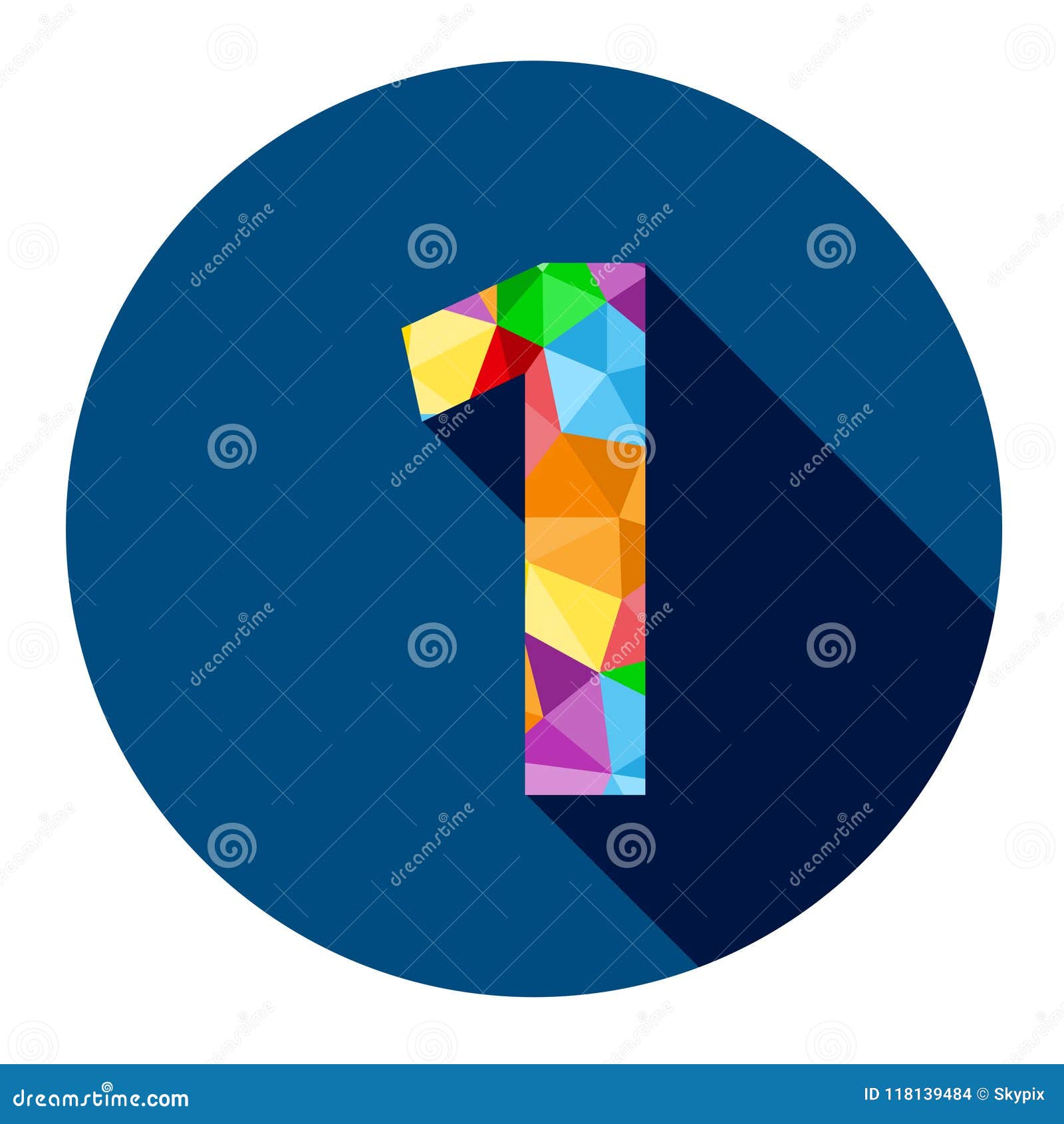 Number 1 Button with Colorful Polygon Pattern Stock Vector ...