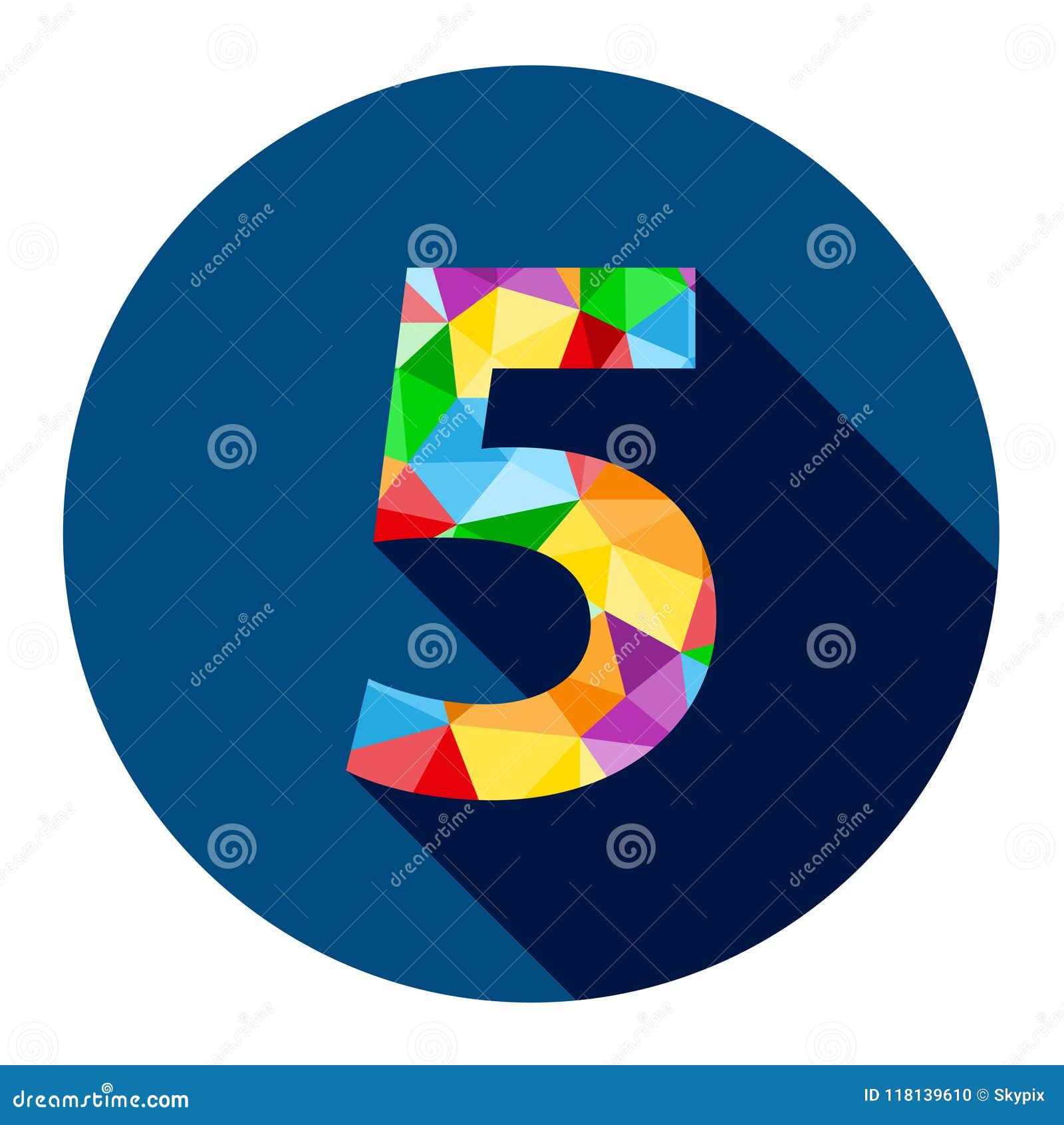 Number 5 Button with Colorful Polygon Pattern Stock Vector ...