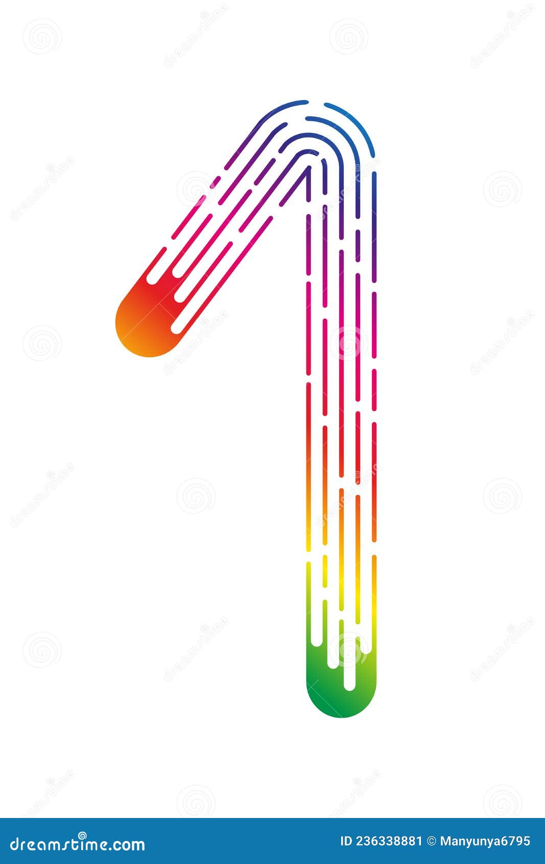 Number 1 from Colorful Rainbow Dotted Lines Isolated on White ...