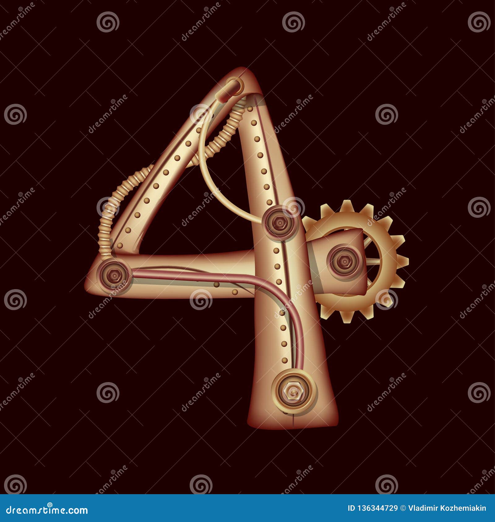 Number 4 from the Complete Set of Characters of the Font. Mathematical ...