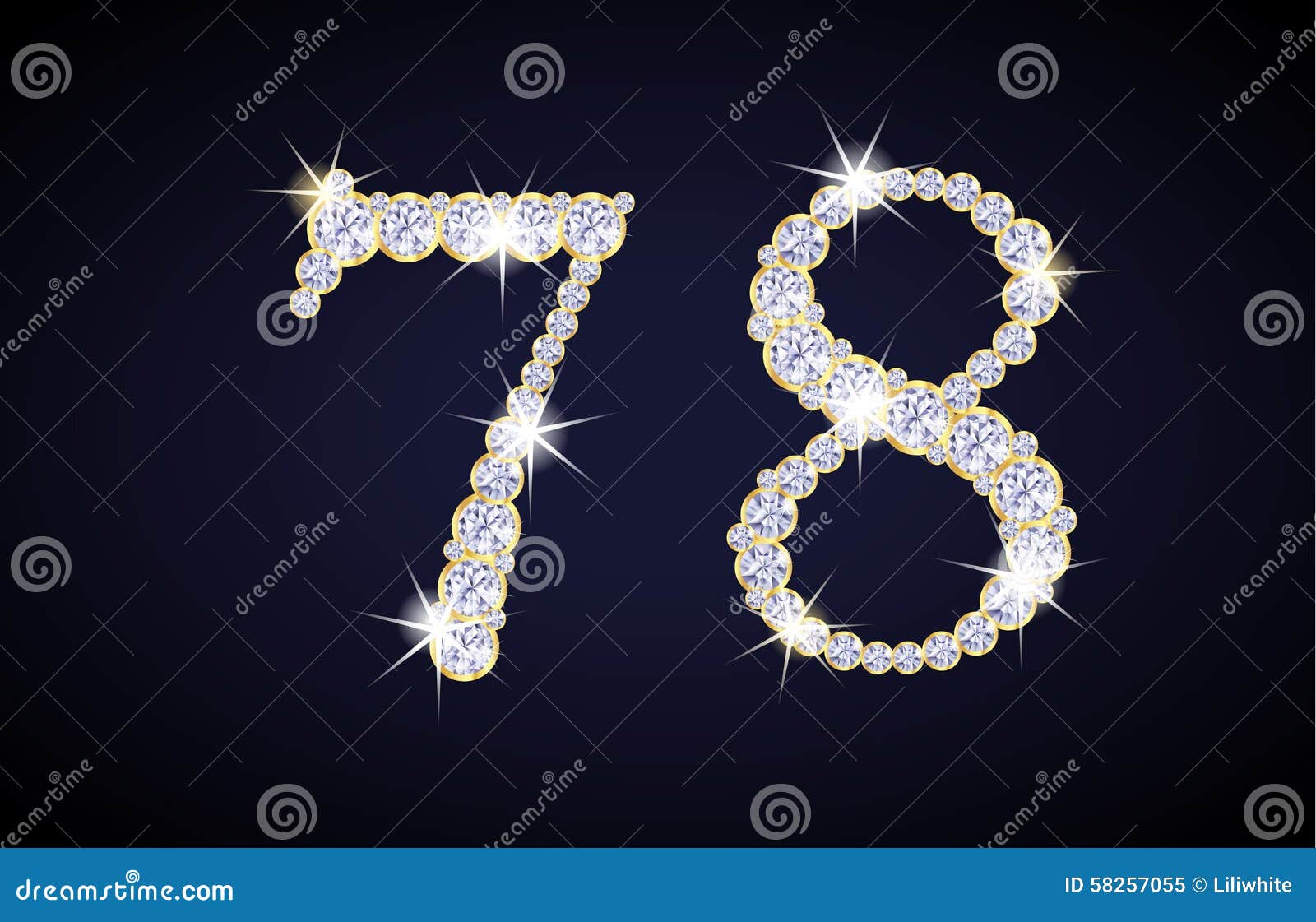 Number 7 and 8 Composed from Diamonds with Golden Stock Illustration ...