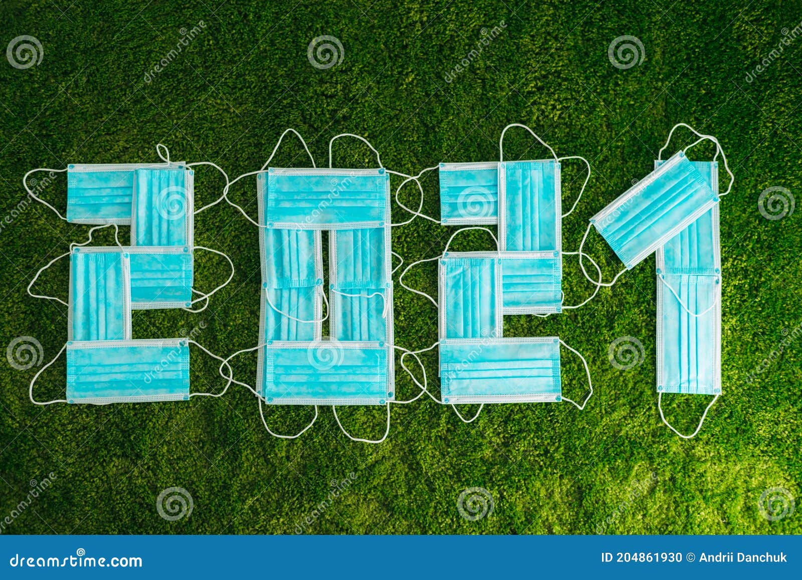 Number 2021 Composed of Many Blue Medical Masks Stock Photo - Image of ...