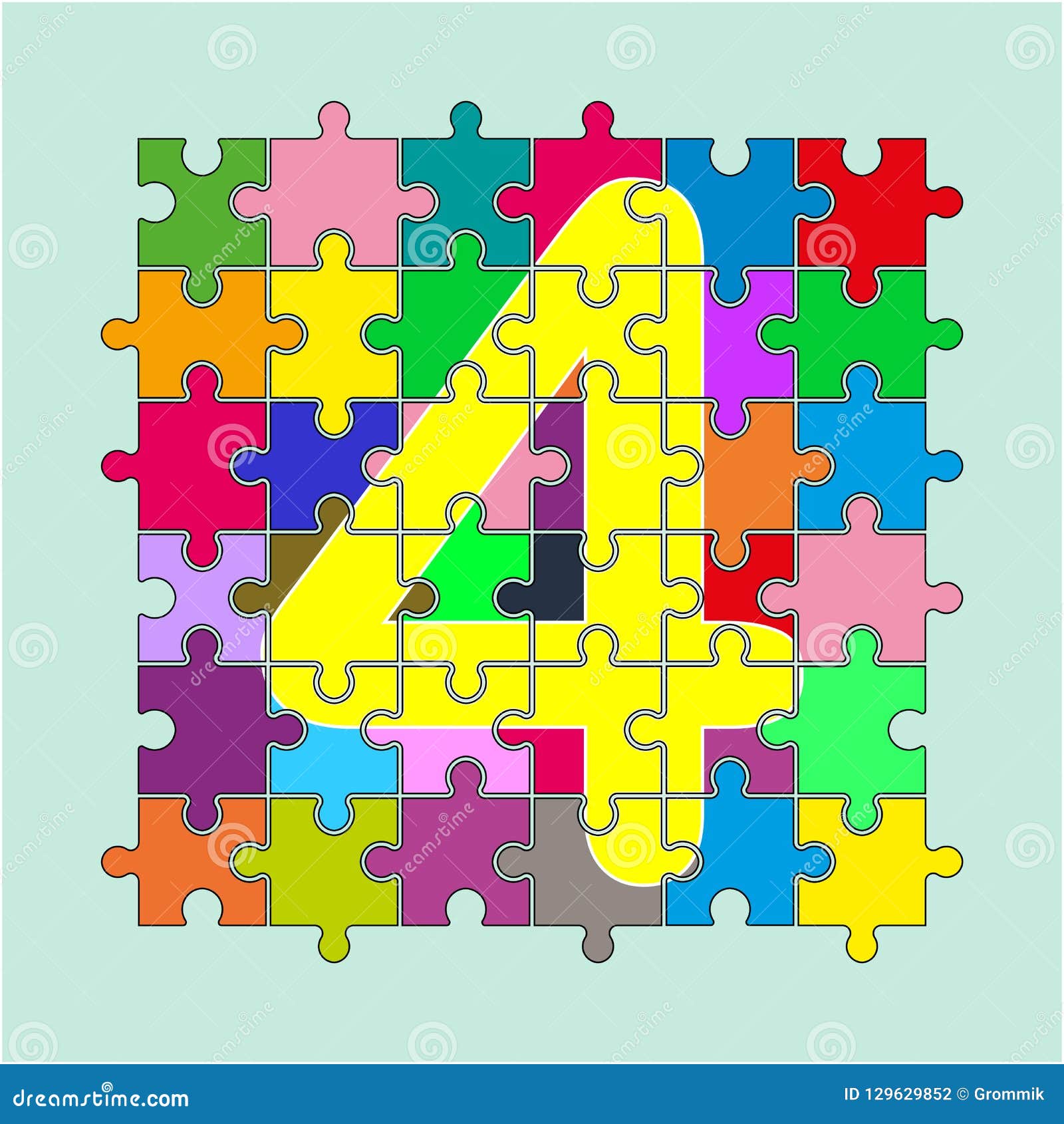 Number 4 Is Composed Of Pieces Of Color Puzzles Stock Photography ...