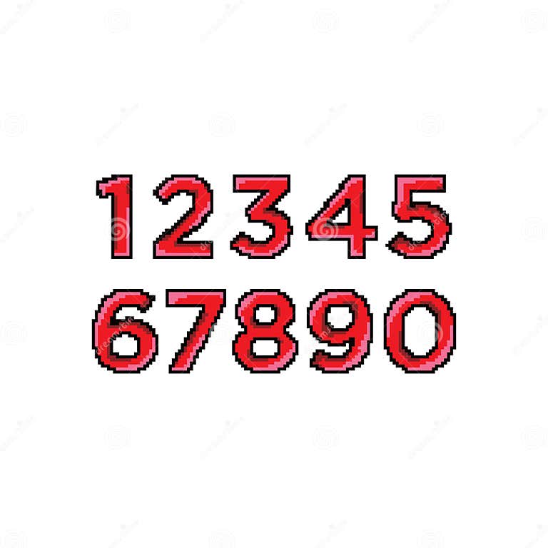 Number Concept in Red Basic Pixel Art Mode Stock Vector - Illustration ...