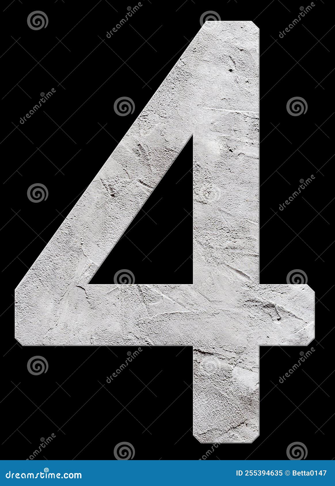 Number 4 with Concrete Texture, on Black Background Stock Illustration ...
