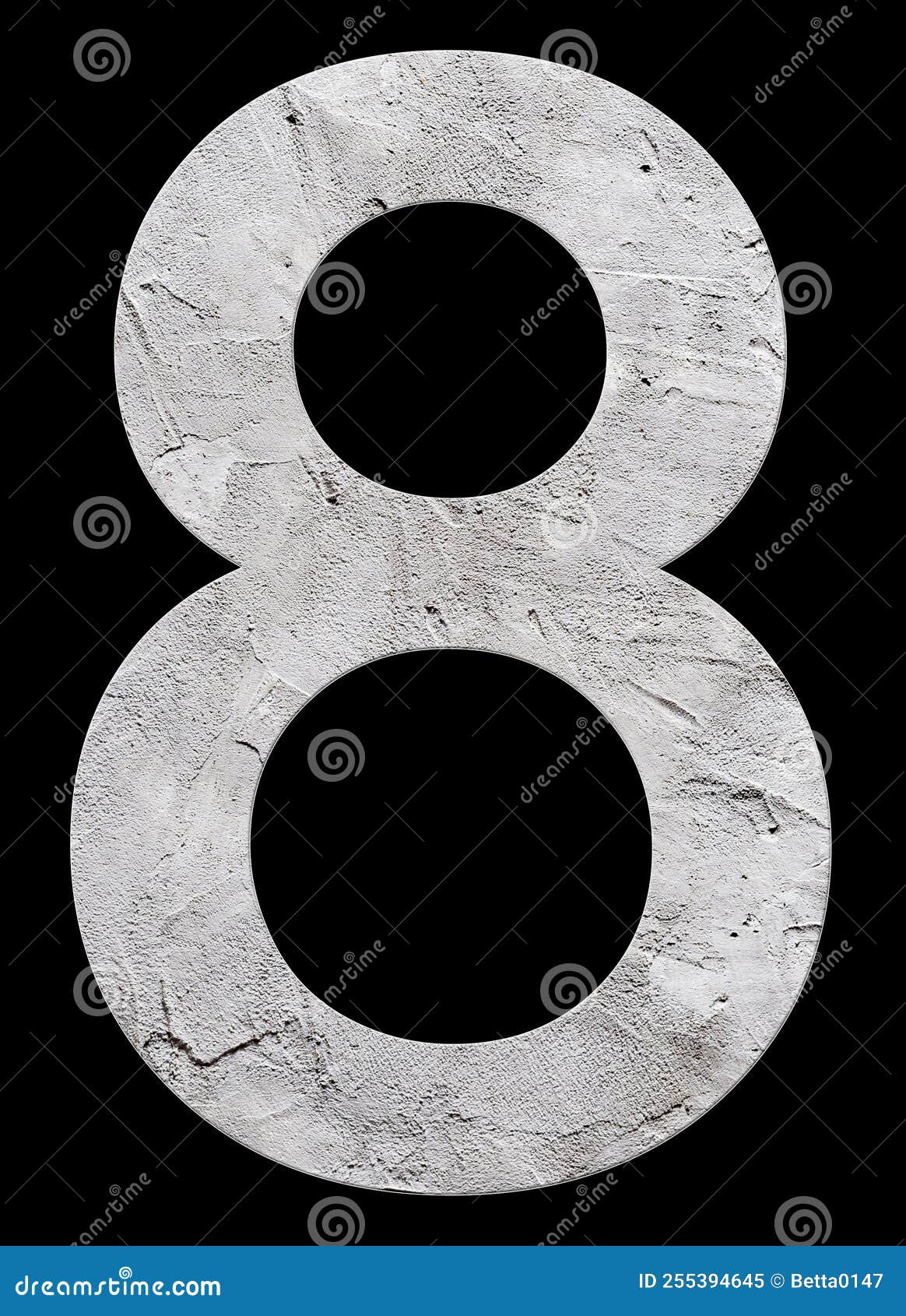 Number 8 with Concrete Texture, on Black Background Stock Illustration ...