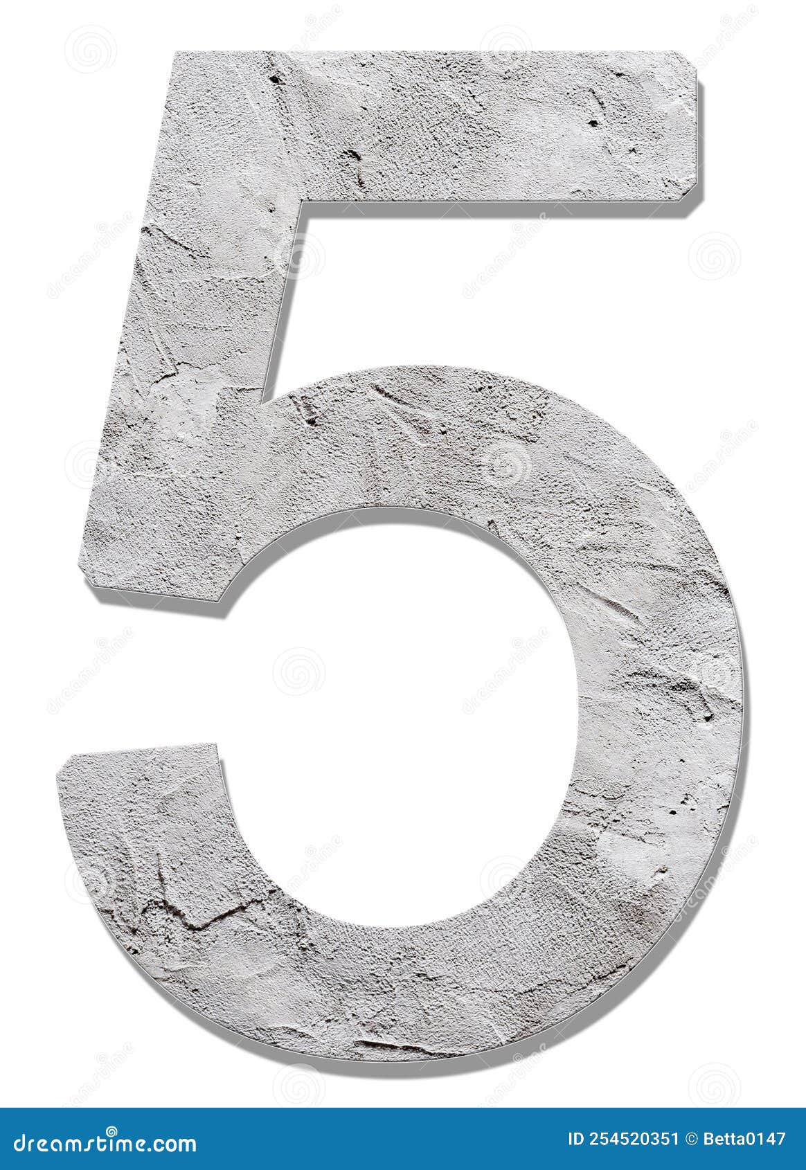 Number 5 with Concrete Texture, on White Background Stock Image - Image ...