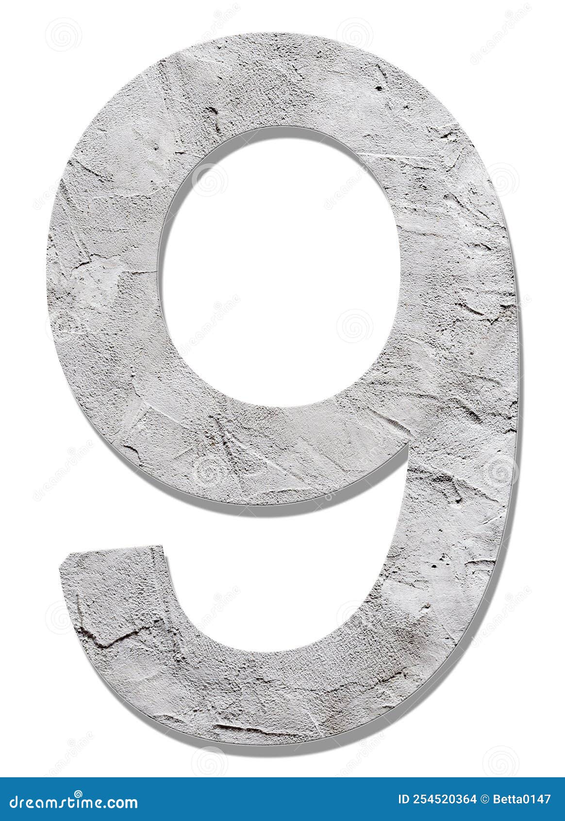 Number 9 with Concrete Texture, on White Background Stock Photo - Image ...