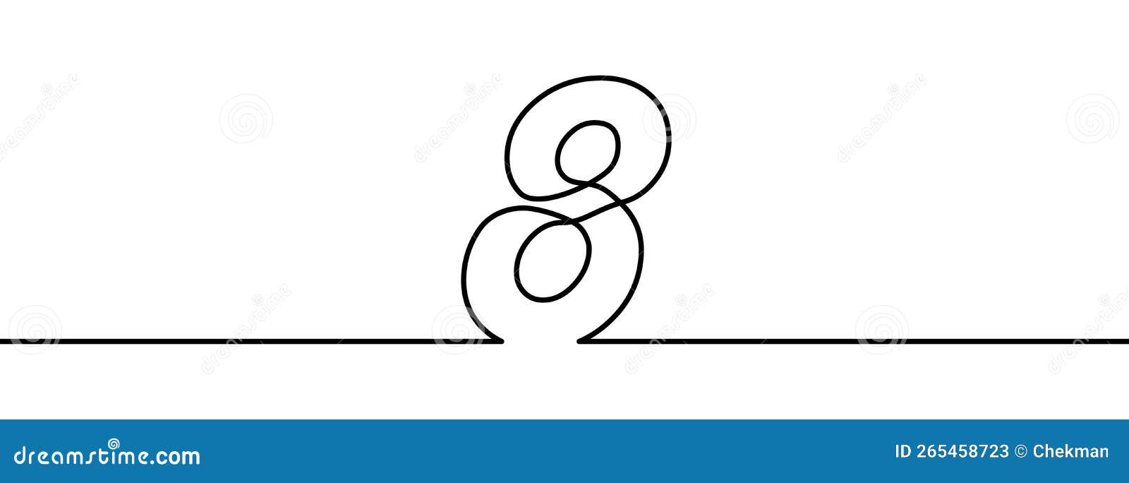 Number 8 in Continuous Line Drawing Style. Abstract Drawing Number ...