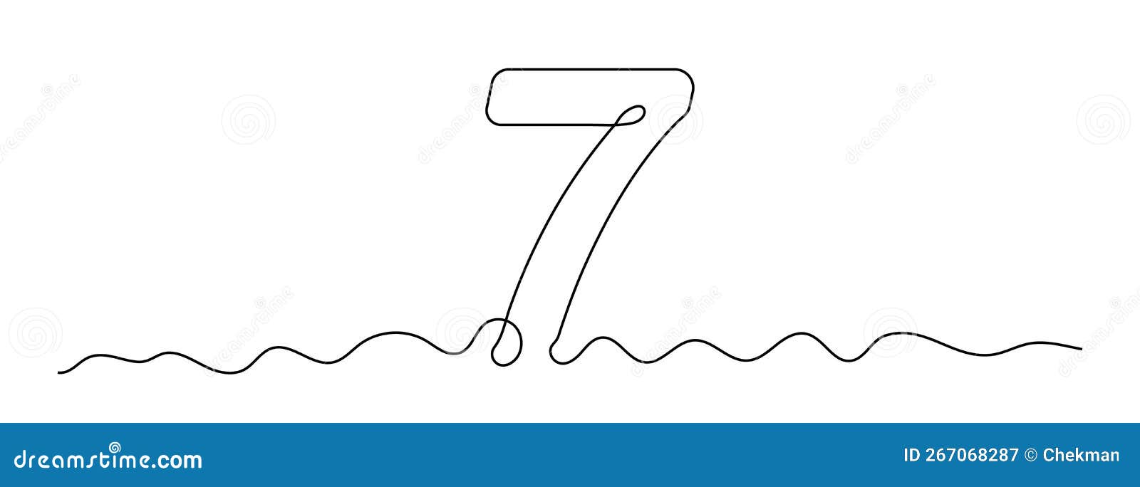 Number 7 in Continuous Line Drawing Style. Abstract Drawing Number ...