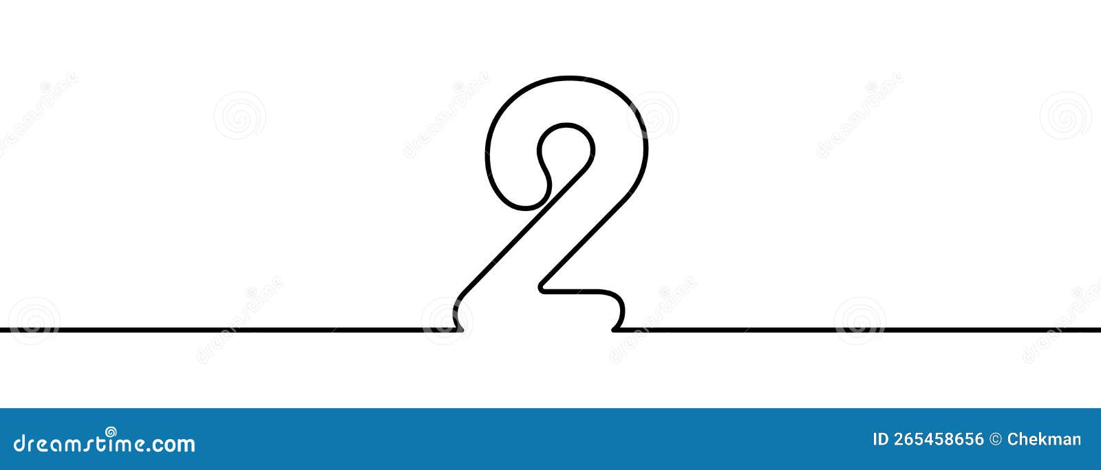 Number 2 in Continuous Line Drawing Style. Abstract Drawing Number Two ...