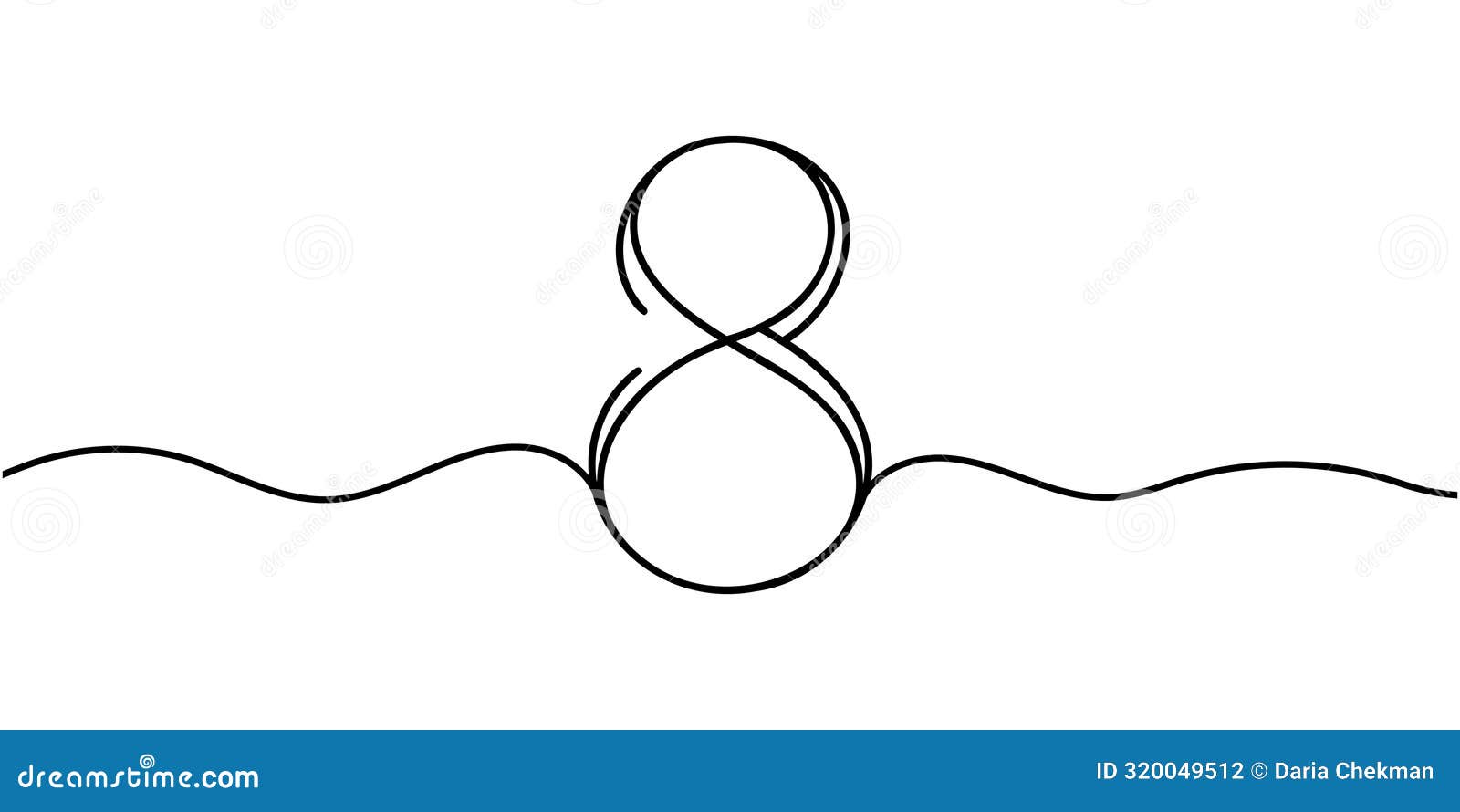 Number 8 in Continuous Line Drawing Style. Line Art of Number Eight ...