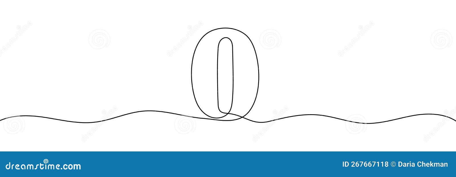 Number 0 in Continuous Line Drawing Style. Line Art of Number Zero ...