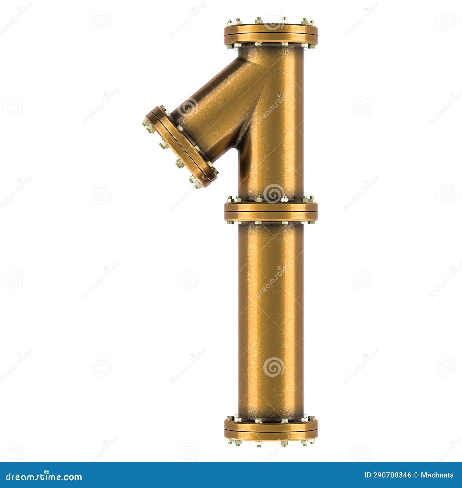 Number 1 from Copper, Bronze or Brass Pipes, 3D Rendering Stock ...