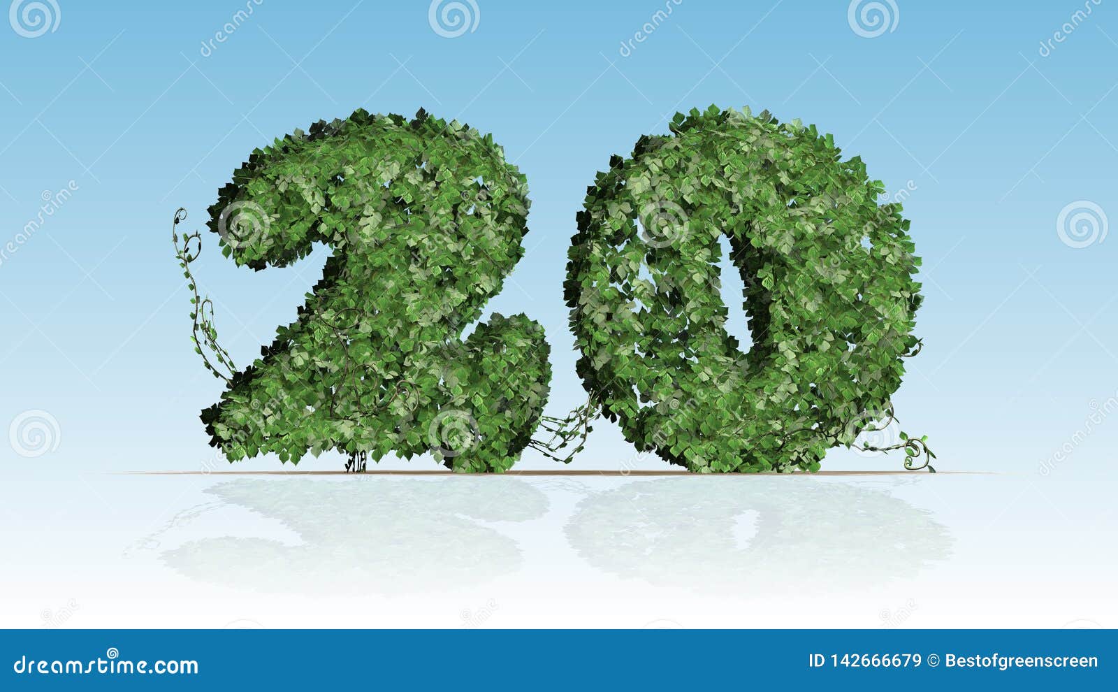 Number 20 Created of Green Ivy Leaves Stock Illustration - Illustration ...
