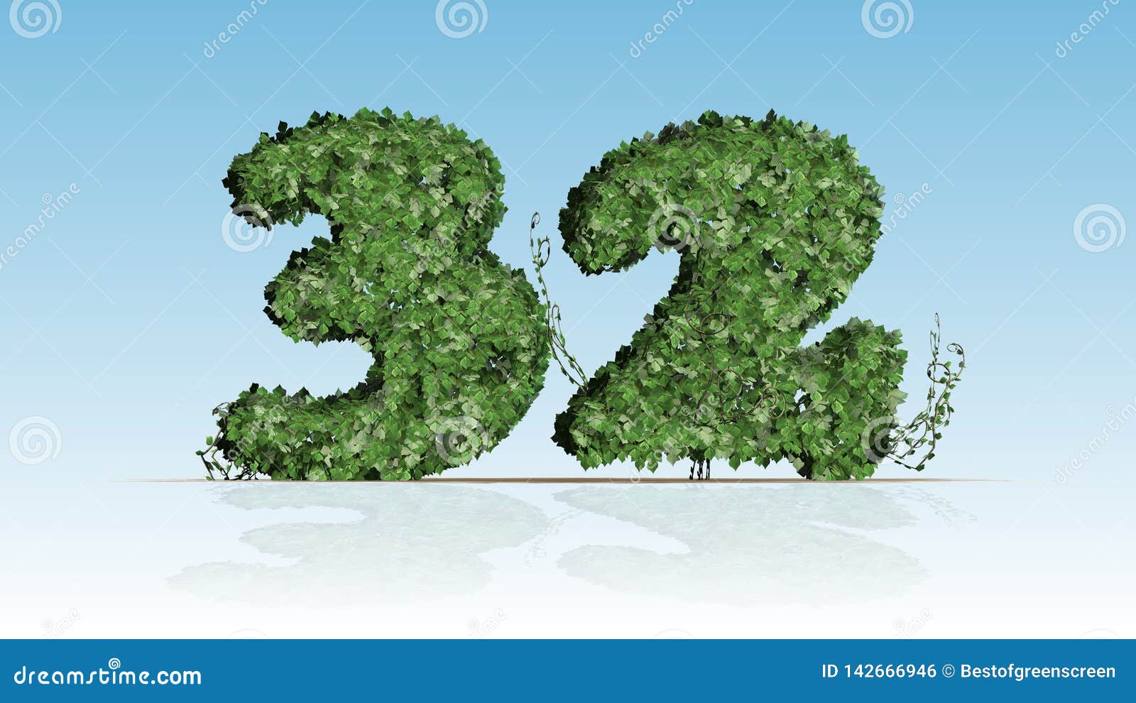 Number 32 Created of Green Ivy Leaves Stock Illustration - Illustration ...