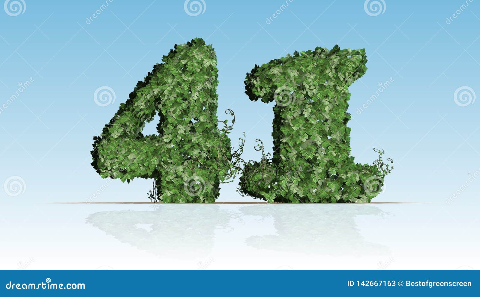 Number 41 Created of Green Ivy Leaves Stock Illustration - Illustration ...