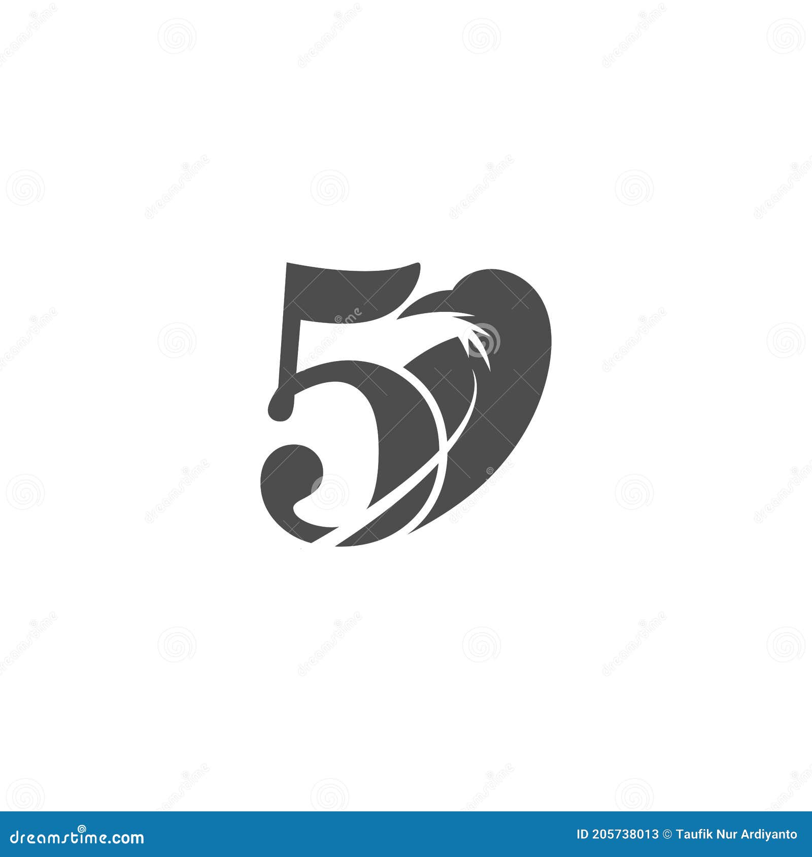 Number 5 and Crow Combination Icon Logo Design Stock Vector ...