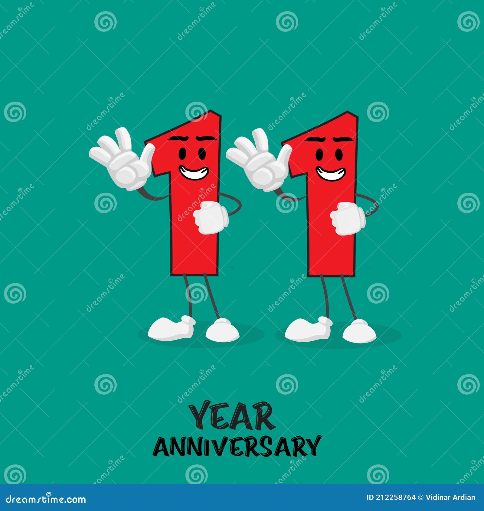 11 NUMBER CUTE YEAR ANNIVERSARY CELEBRATION DESIGN VECTOR TEMPLATE ...