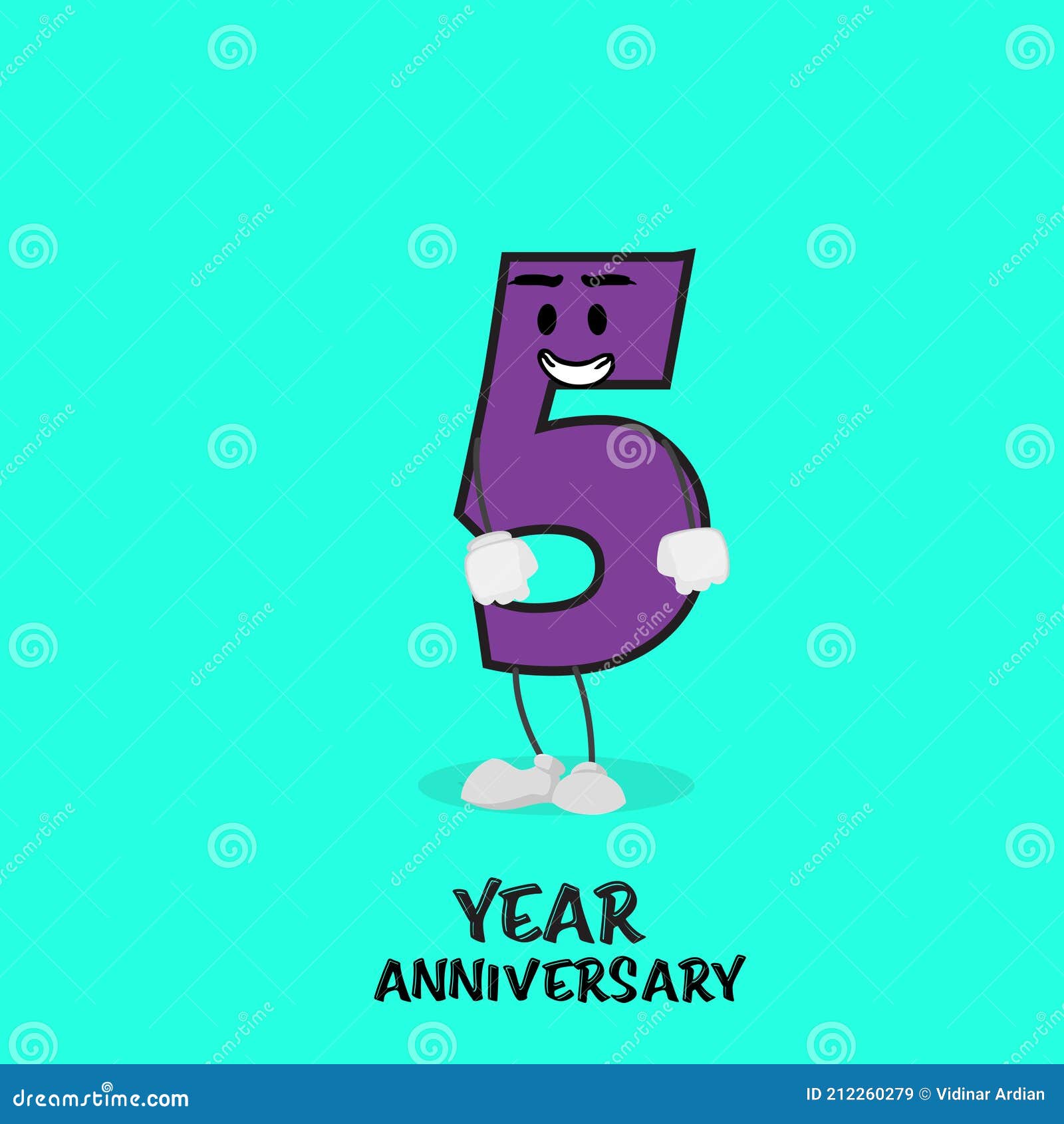5 NUMBER CUTE YEAR ANNIVERSARY CELEBRATION DESIGN VECTOR TEMPLATE ...