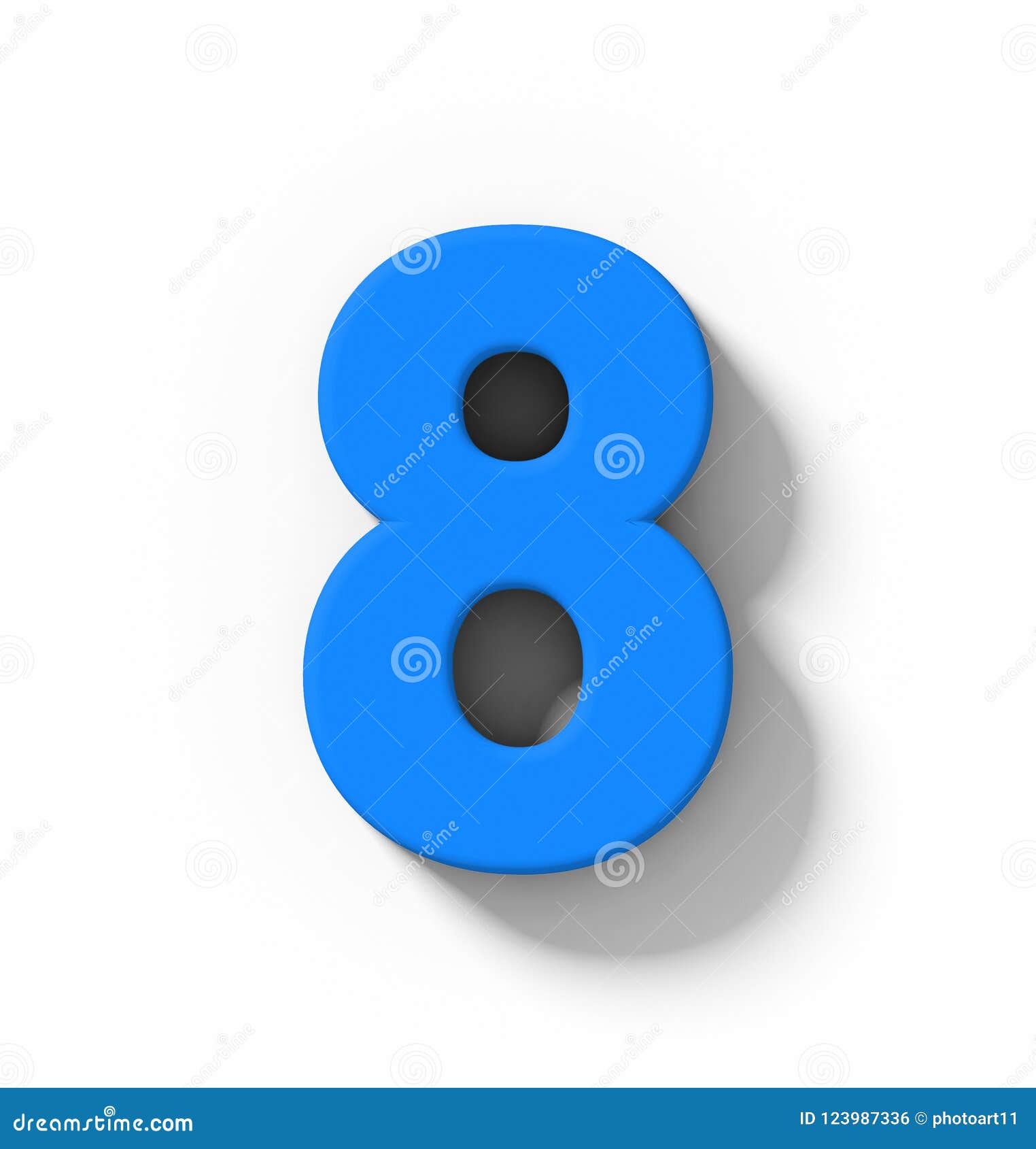 Number 8 3D Blue Isolated on White with Shadow - Orthogonal Projection ...