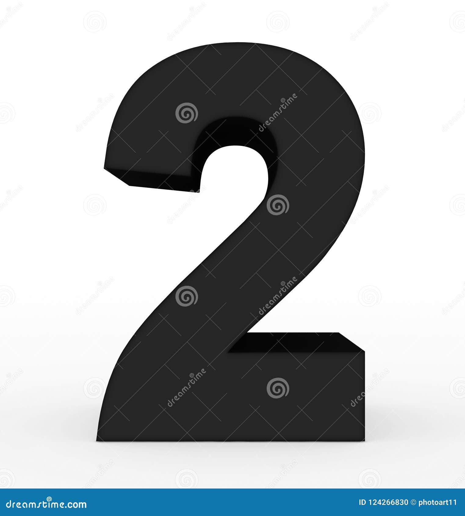 Number 2 3d Clean Black Isolated on White Stock Illustration ...