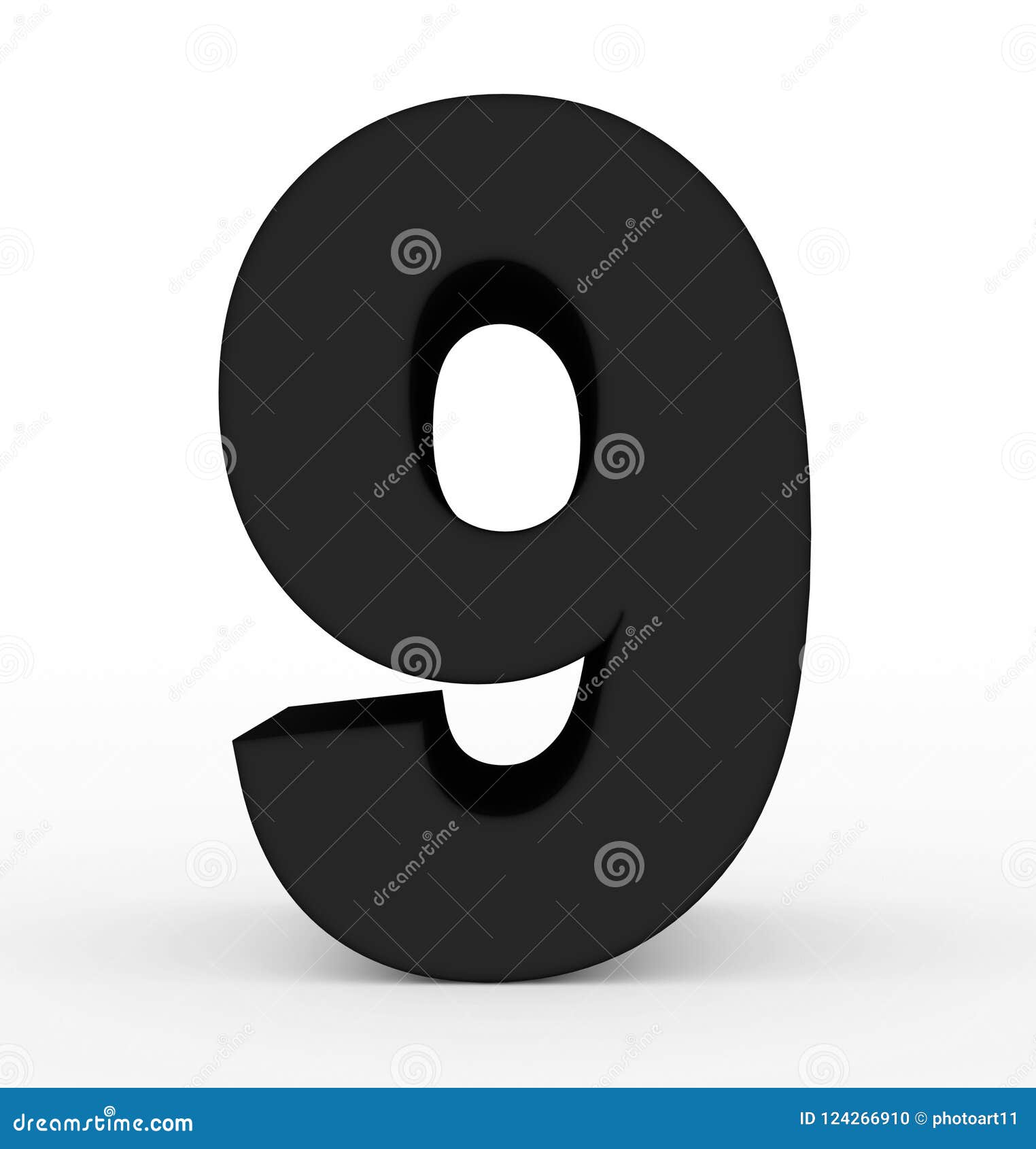 Number 9 3d Black Isolated on White Stock Illustration - Illustration ...