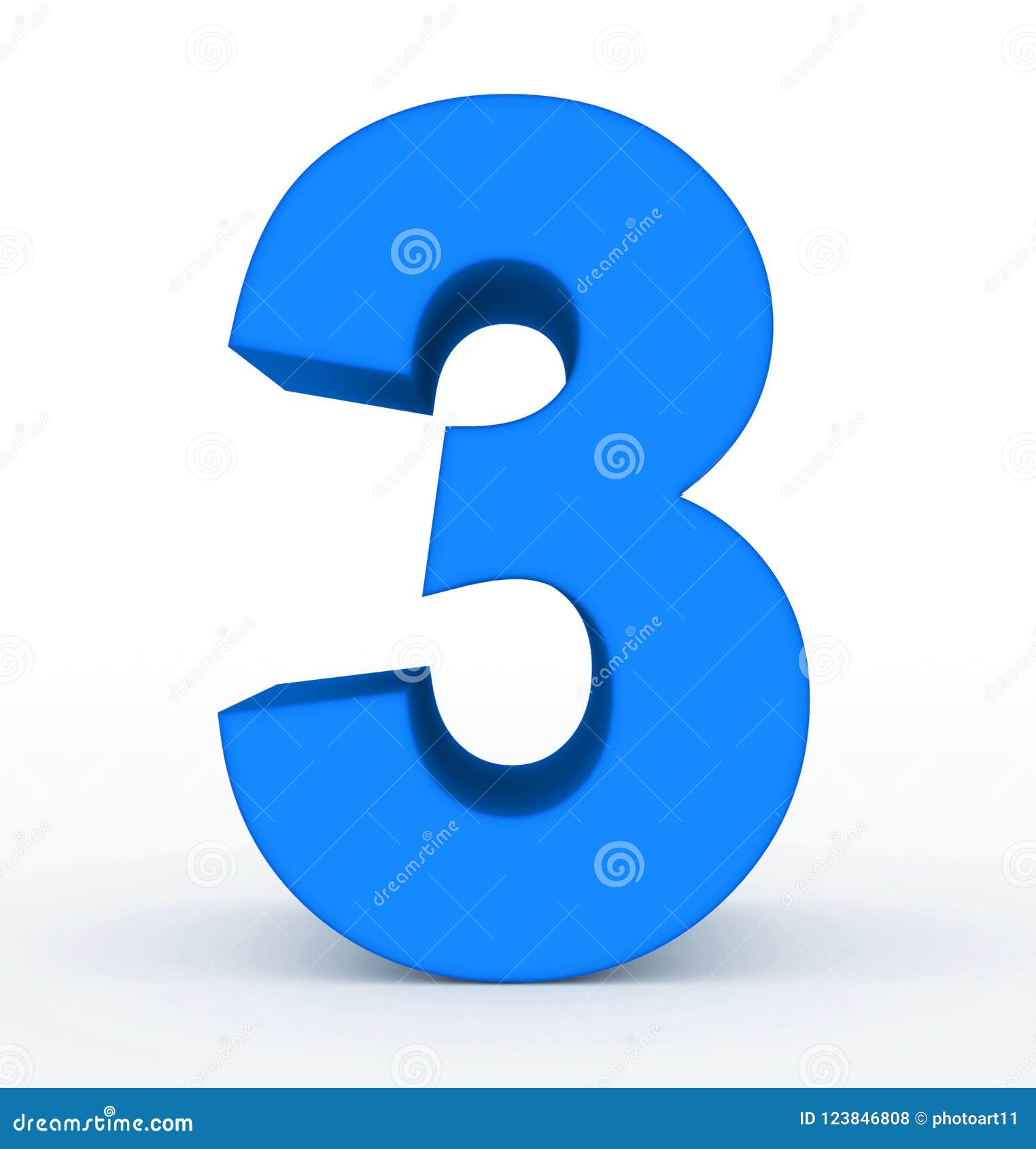 Number 3 3d Clean Blue Isolated on White Stock Illustration ...