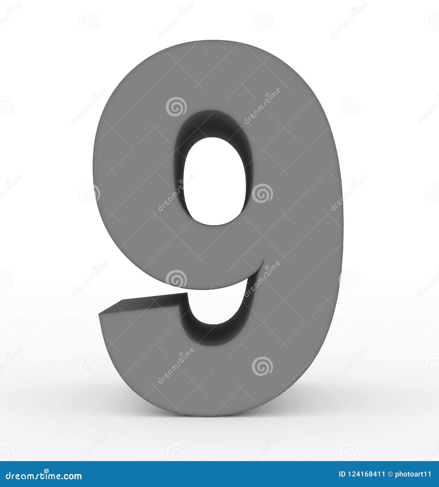 Number 9 3d Gray Isolated on White Stock Illustration - Illustration of ...