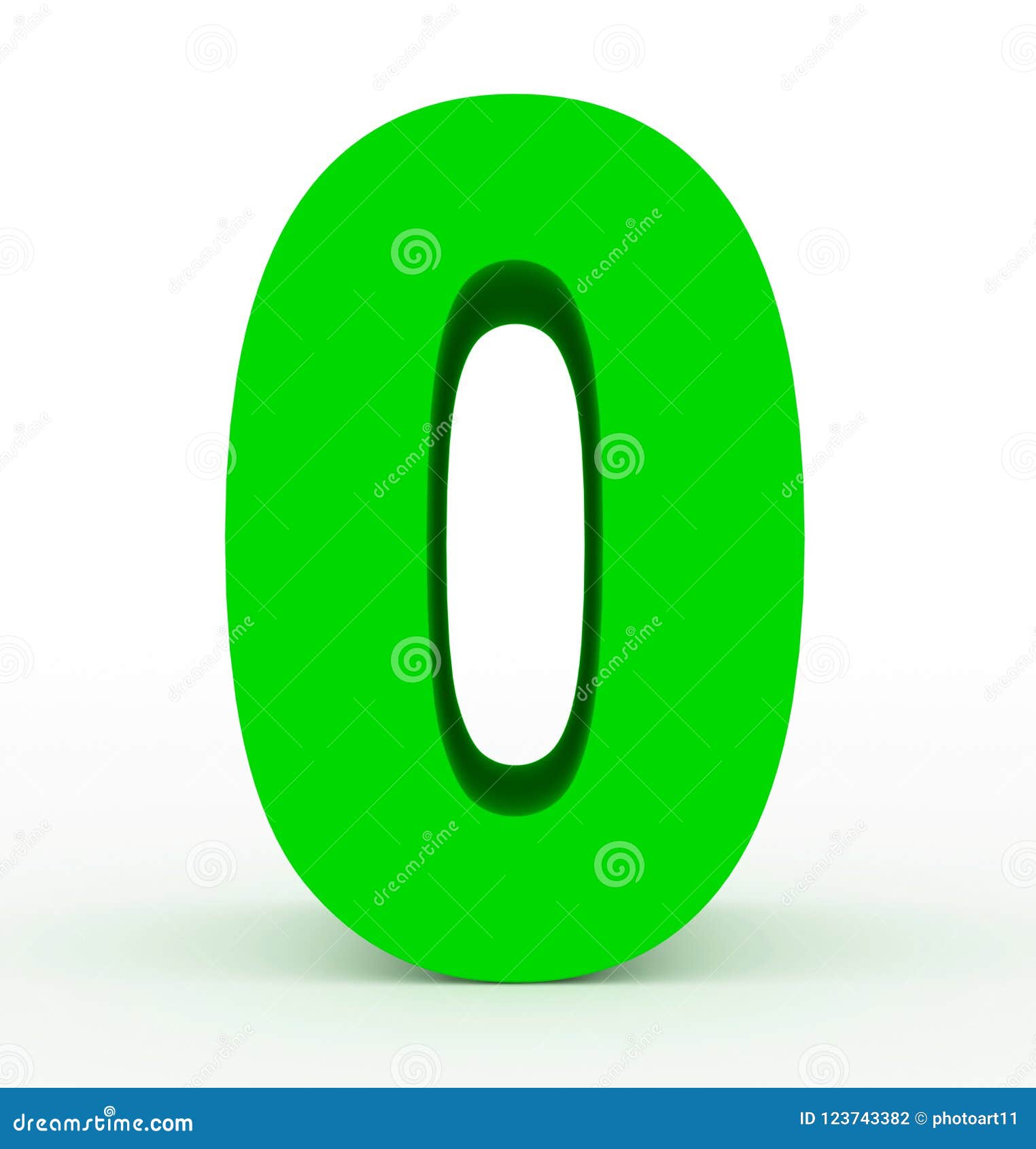 Number 0 3d Clean Green Isolated on White Stock Illustration ...