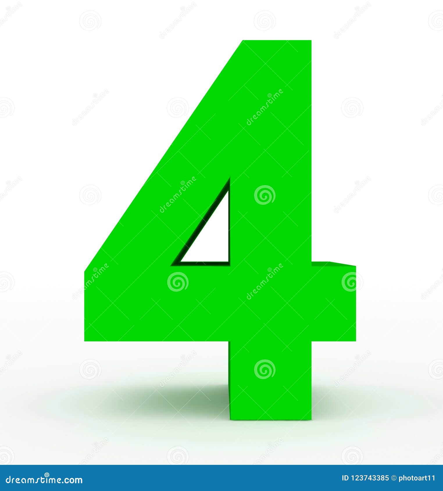 Number 4 3d Clean Green Isolated on White Stock Illustration ...