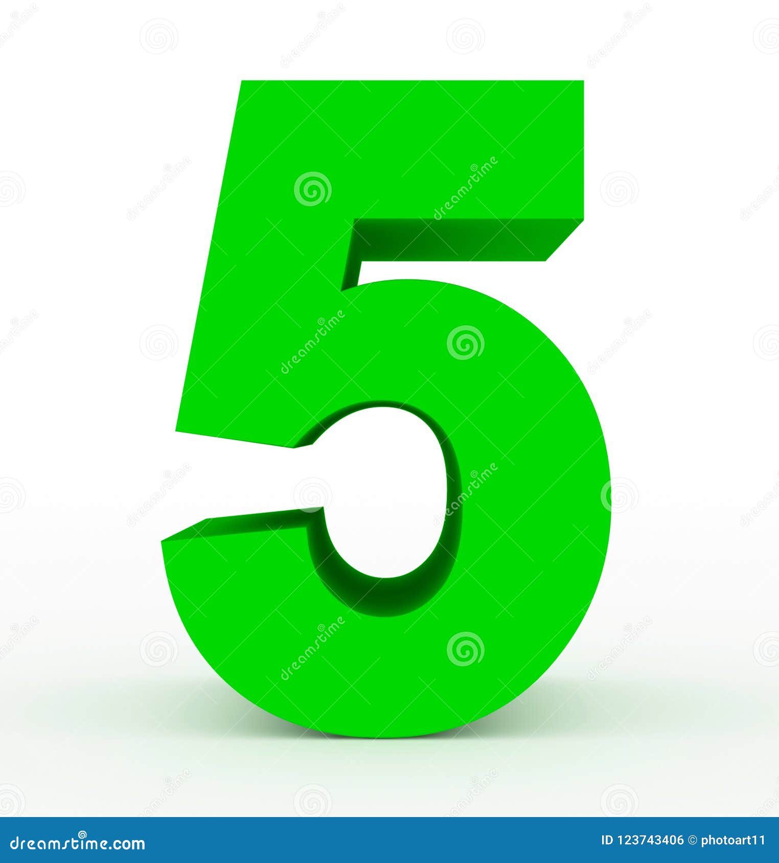 Number 5 3d Clean Green Isolated on White Stock Illustration ...