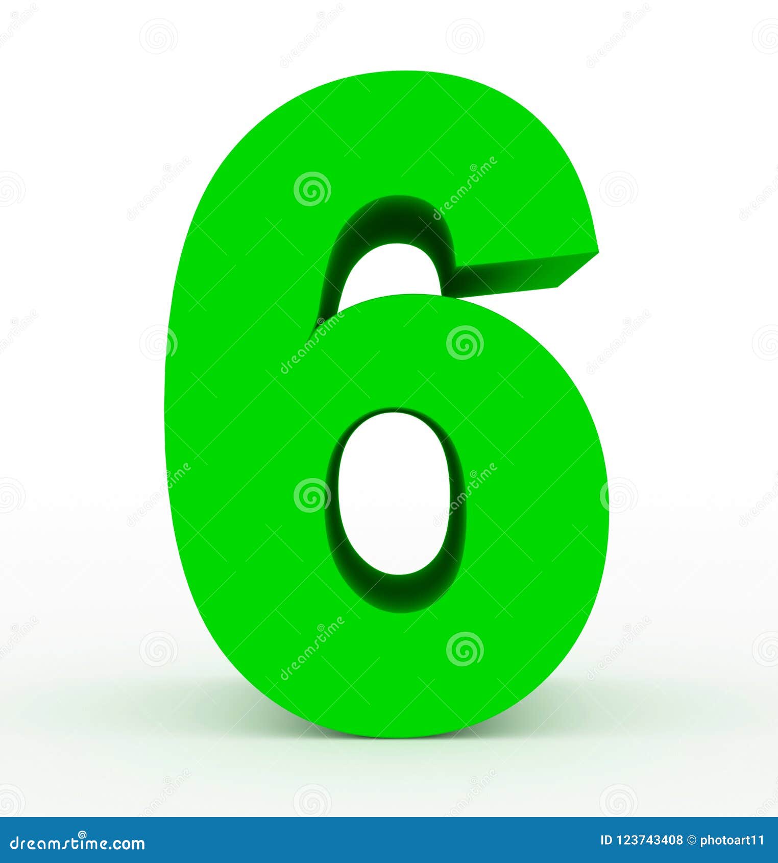 Number 6 3d Green Isolated on White Stock Illustration - Illustration ...
