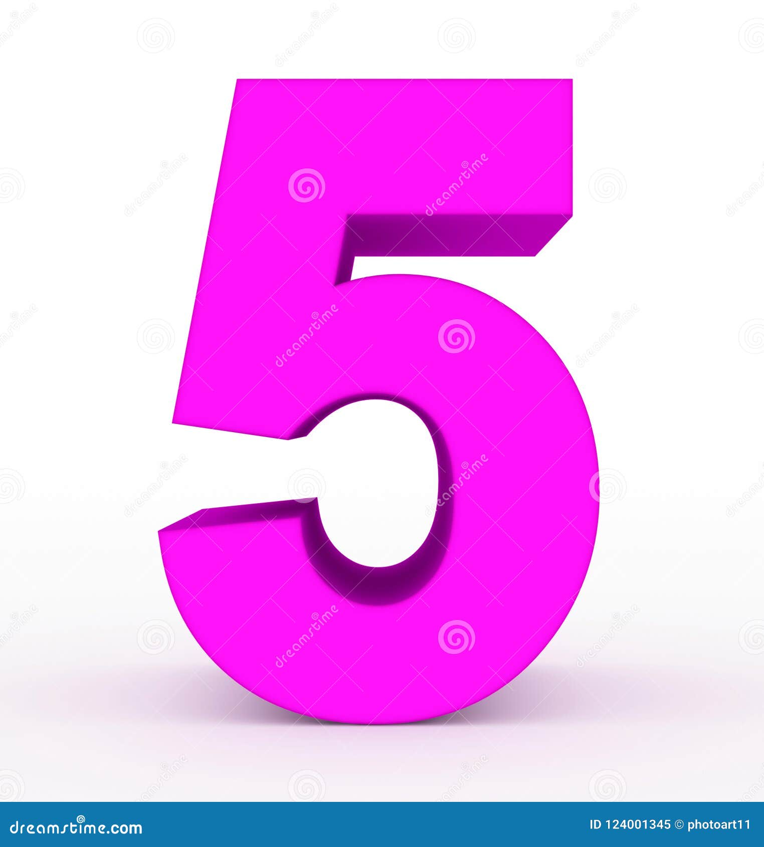 Number 5 3d Clean Purple Isolated on White Stock Illustration ...