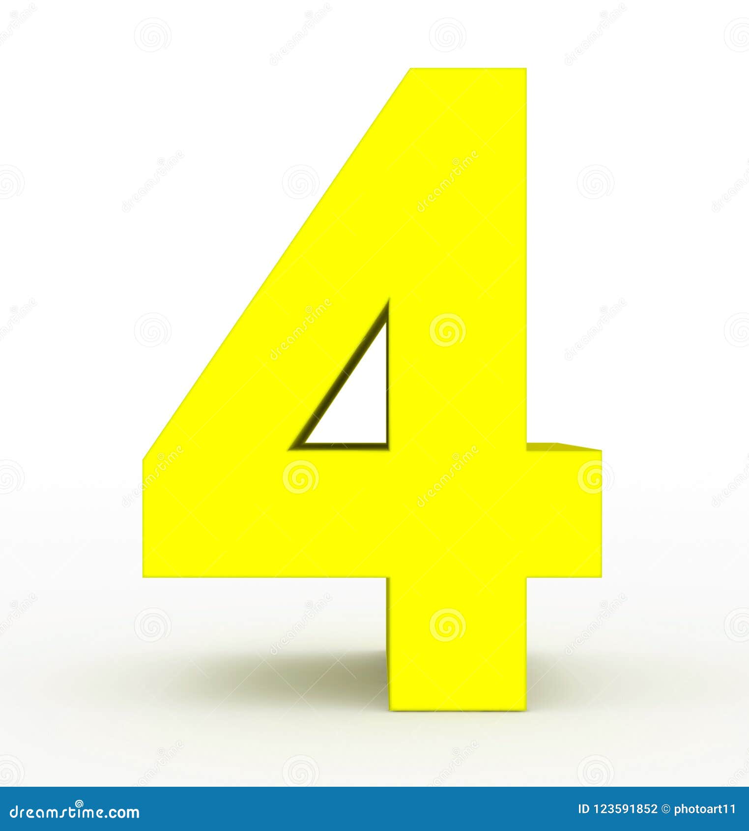 Number 4 3d Clean Yellow Isolated on White Stock Illustration ...